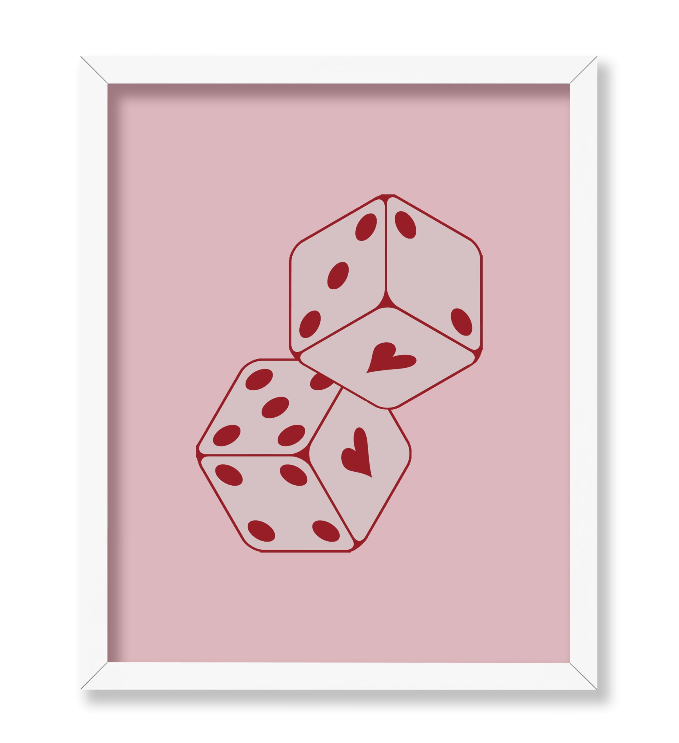 Poster Master Chic Heart Dice Poster - Retro Pink Dice Print ...