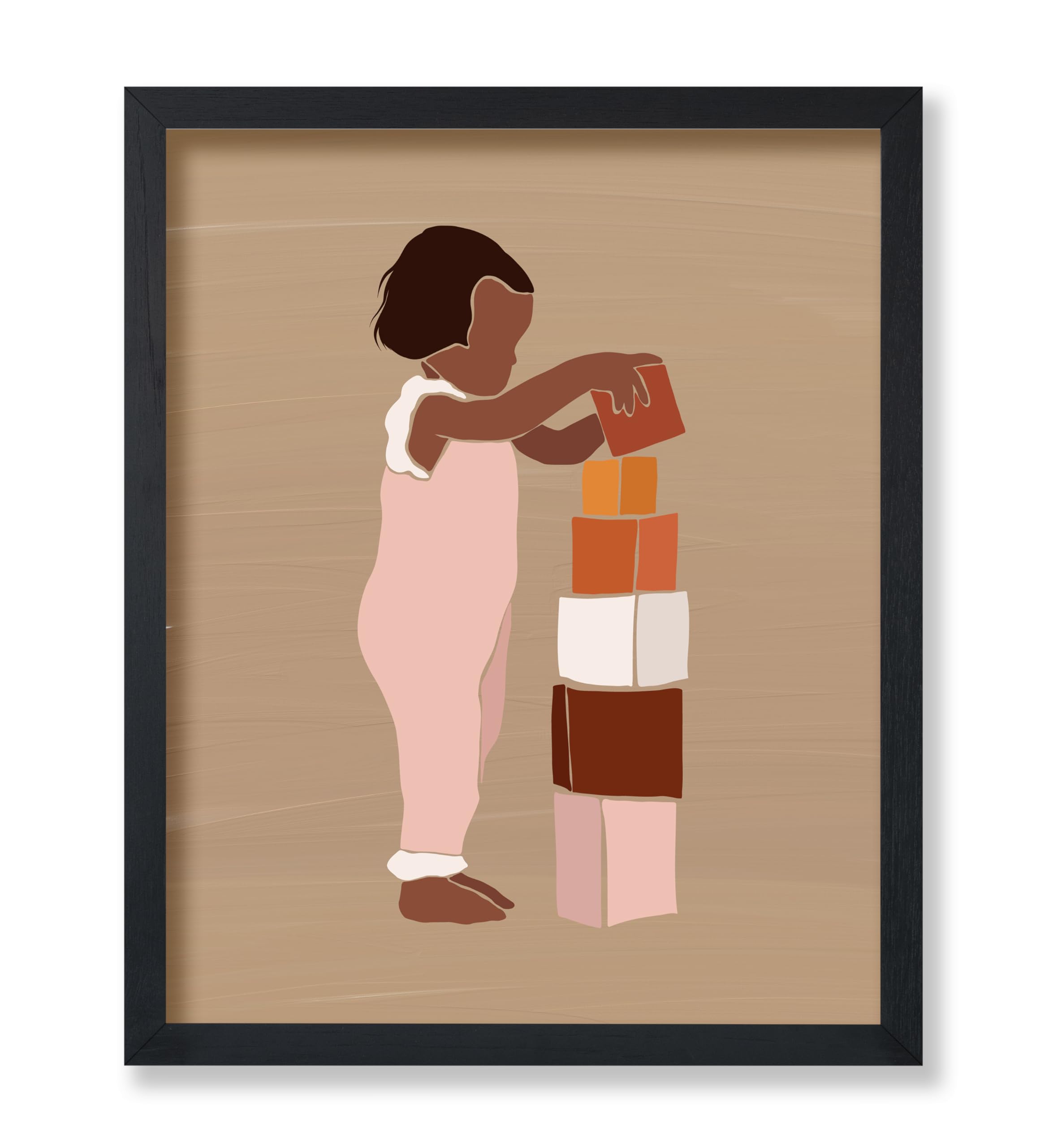 Poster Master Child and Building Blocks Poster - Retro Little Girl ...