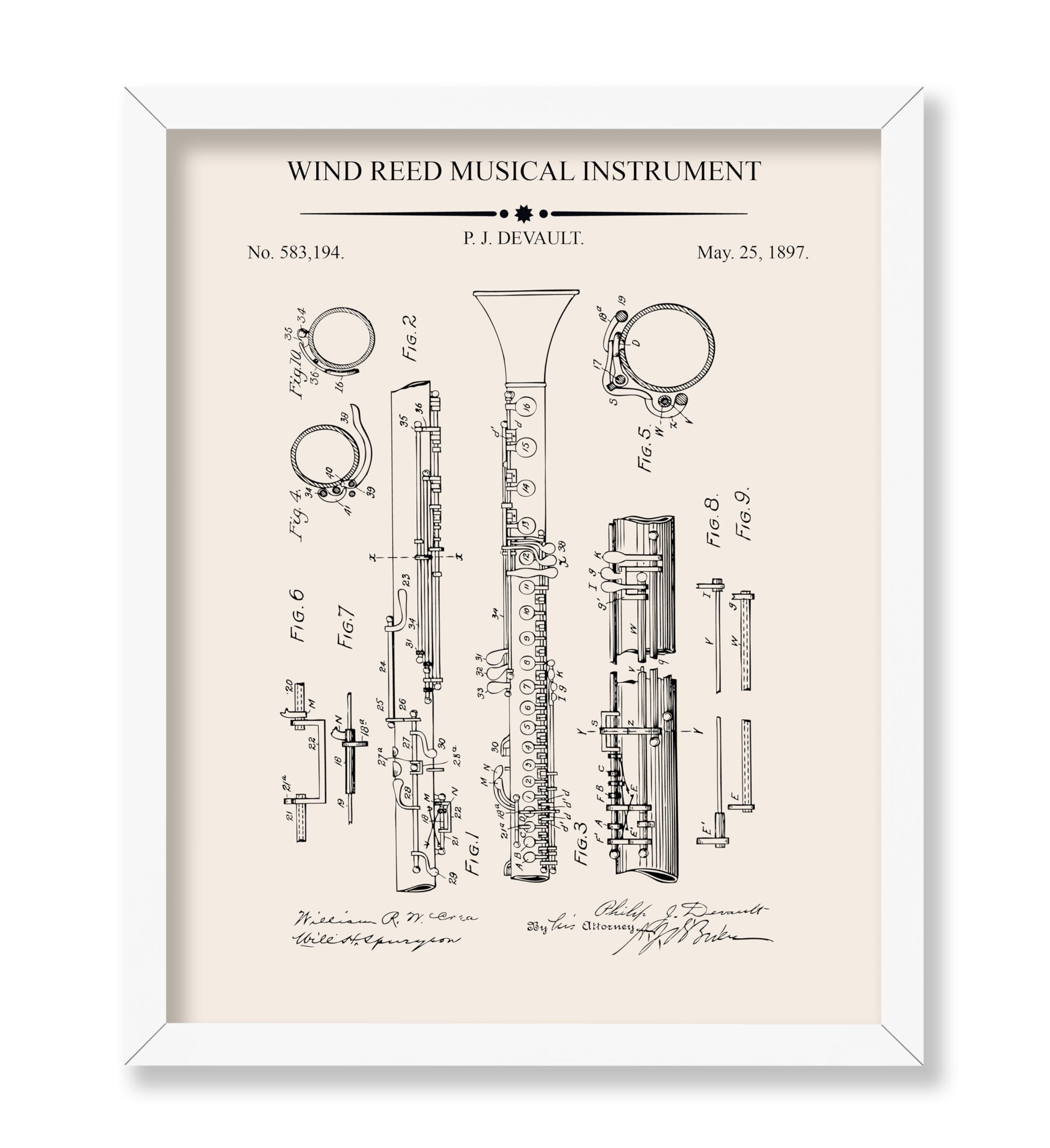 Poster Master Clarinet Blueprint Poster - Clarinet Patent Print - Music ...