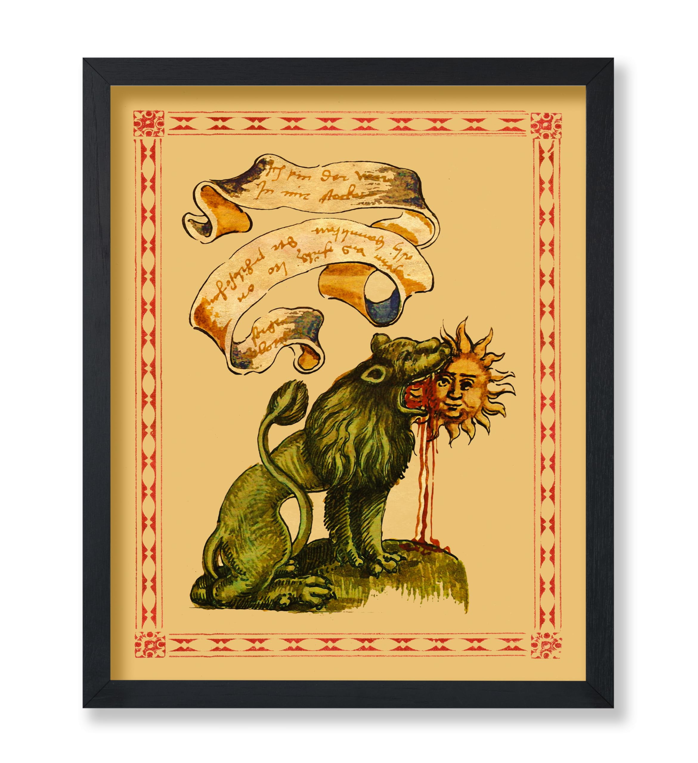 Poster Master Vintage Poster - Retro Green Lion Devouring The Sun Print ...