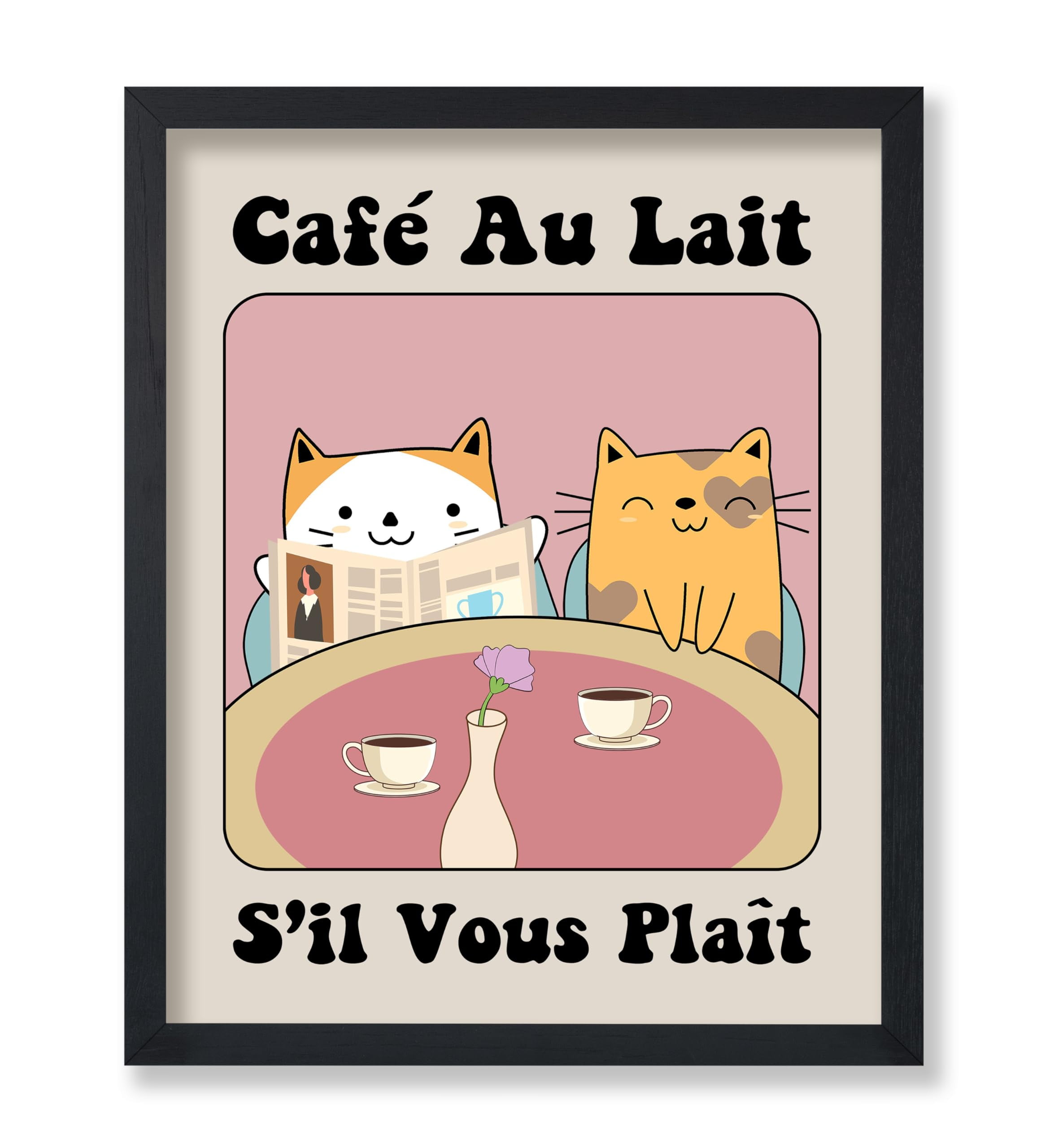 Poster Master Coffee With Milk Please Poster - Retro Cat Love Print ...