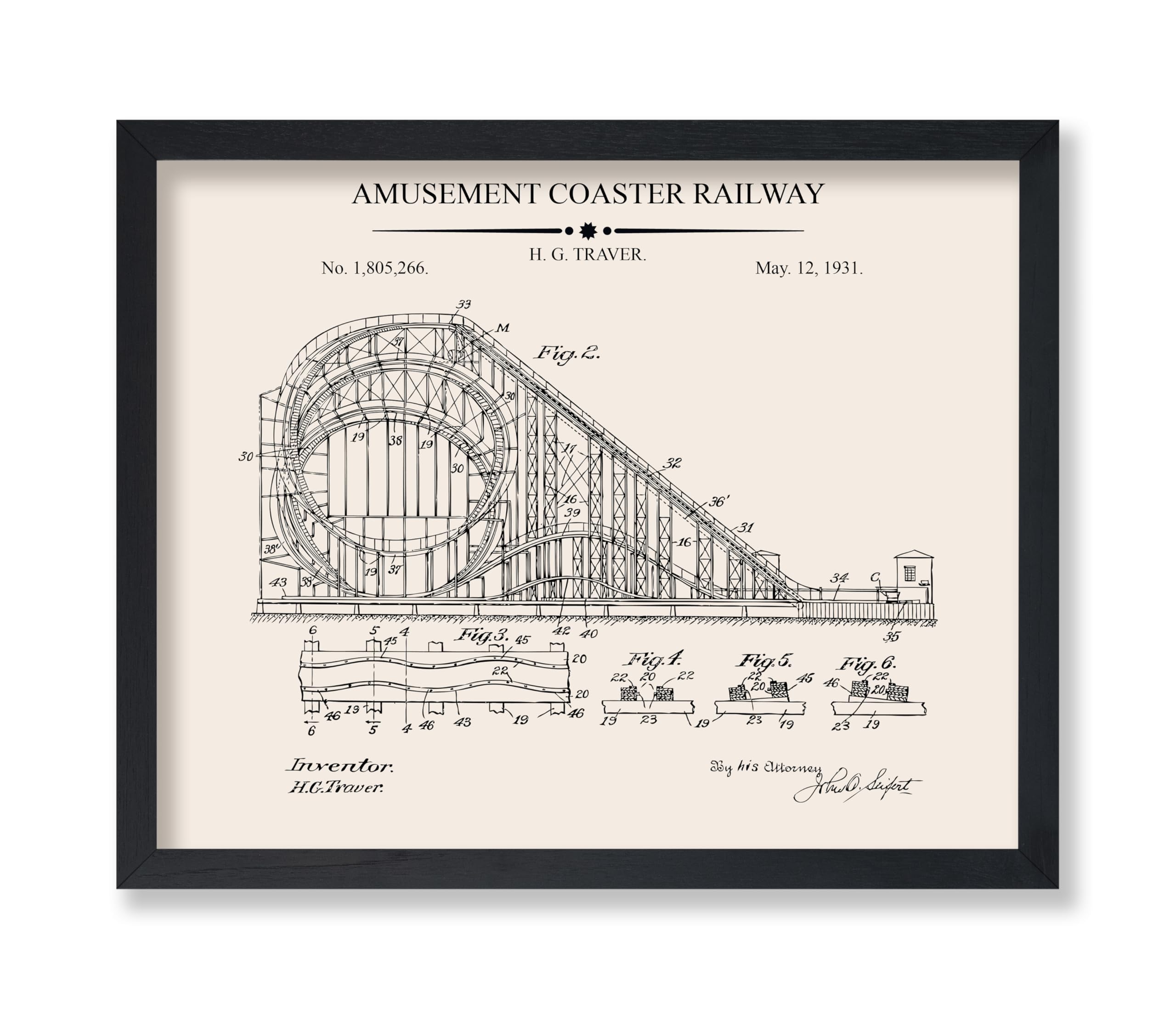 Poster Master Coney Island Cyclone Blueprint Poster - Amusement Coaster ...