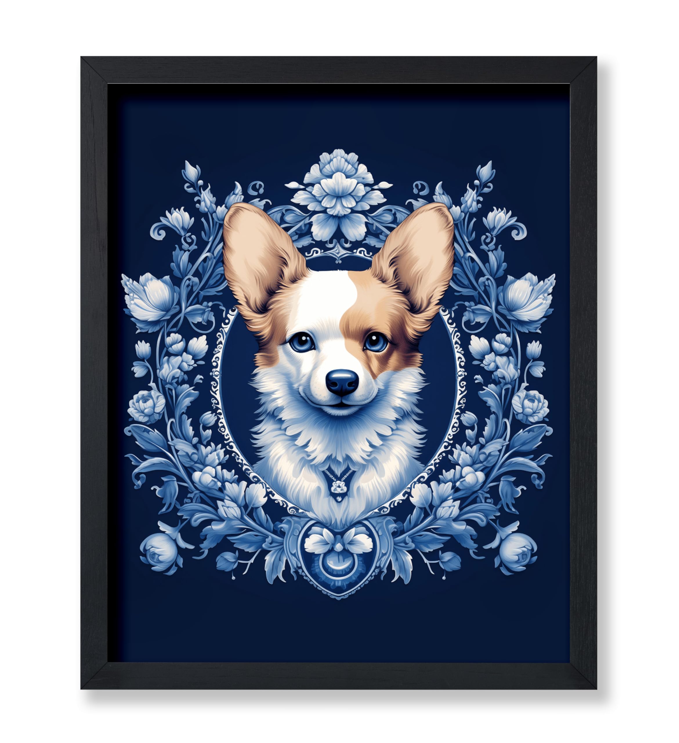 Poster Master Corgi Poster - Dog Print - Flower Art - Ornamental Art ...