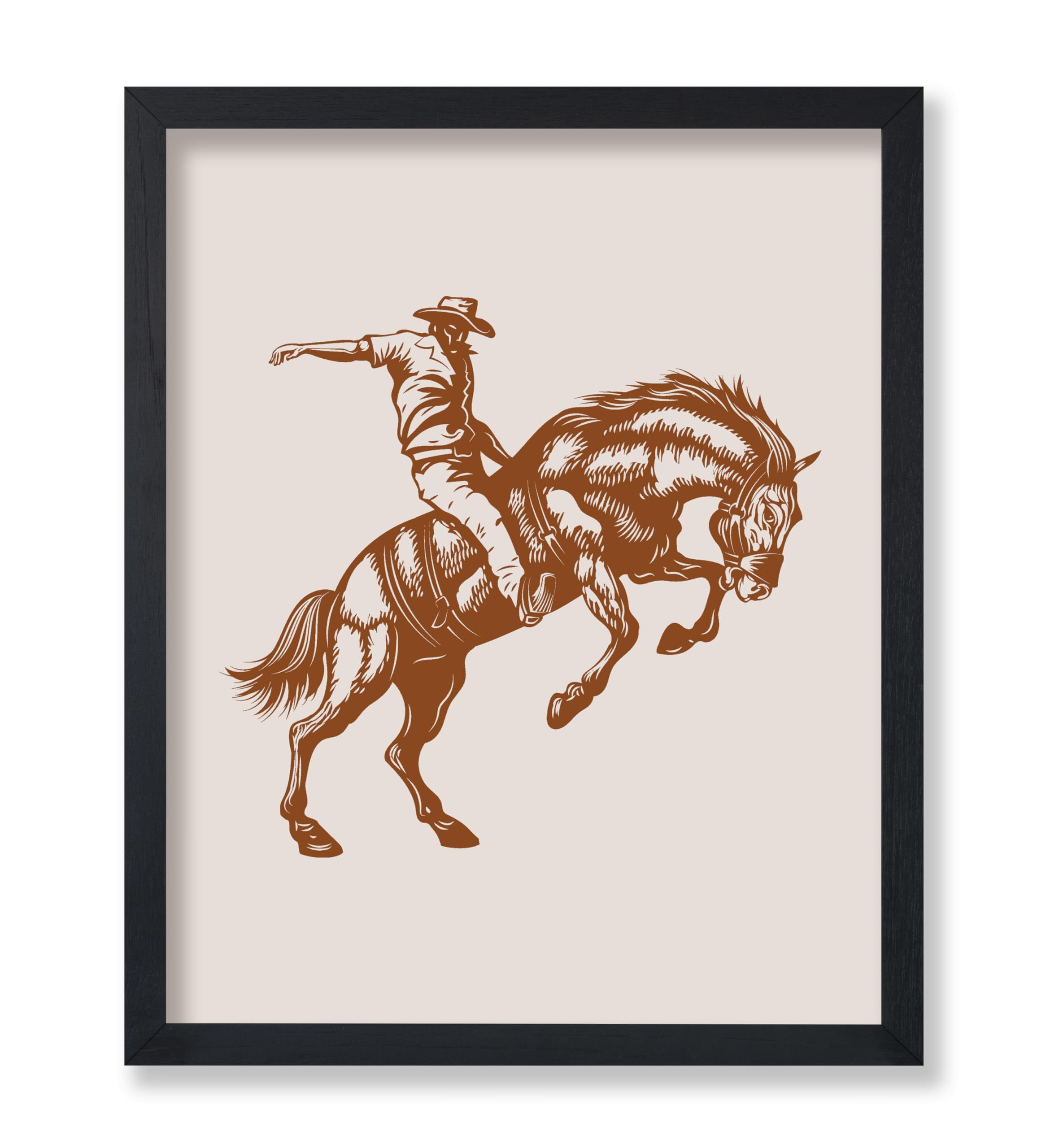 Poster Master Cowboy on Bucking Horse Poster - Retro Brown Cowboy Print ...