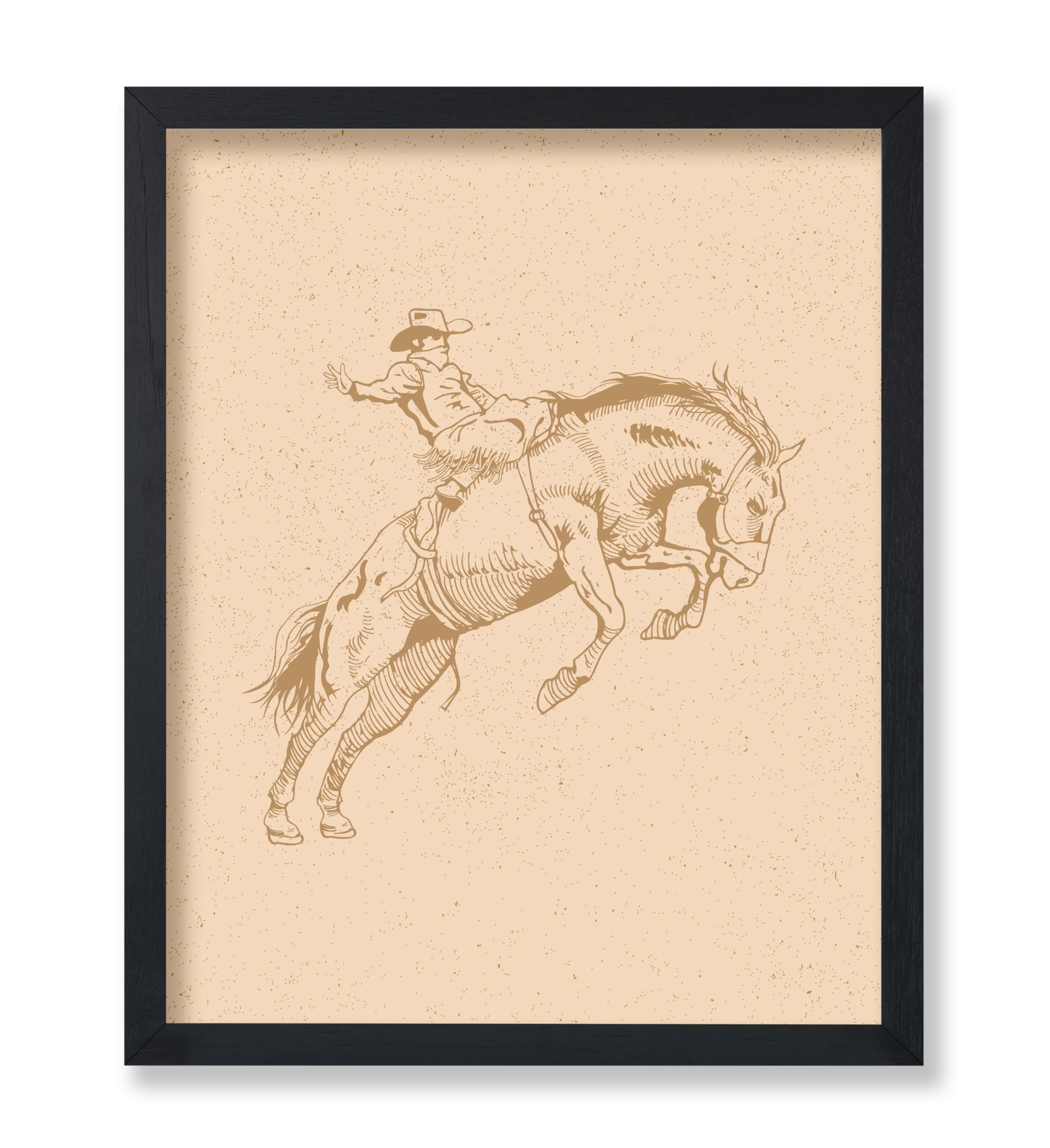 Poster Master Cowboy on Bucking Horse Poster - Retro Beige Rodeo Print - Cowboy Art - Western ...
