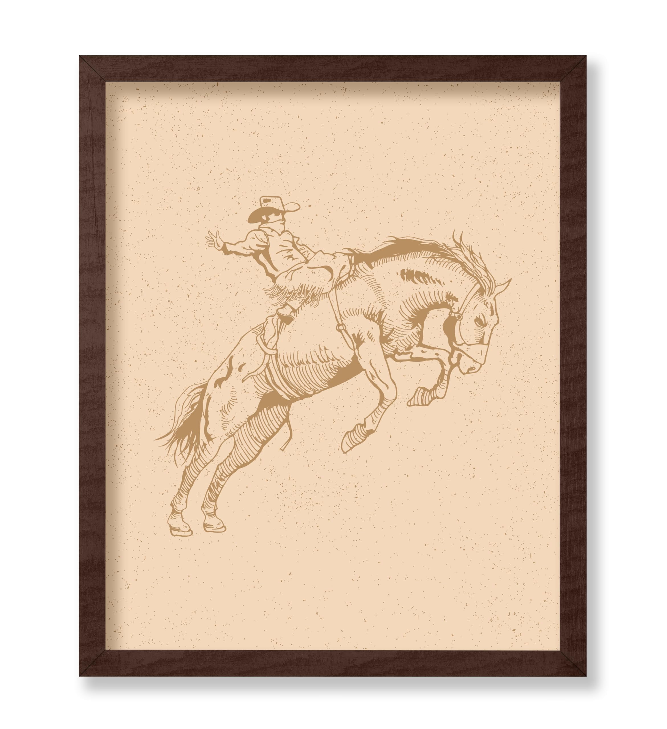 Poster Master Cowboy on Bucking Horse Poster - Retro Beige Rodeo Print ...