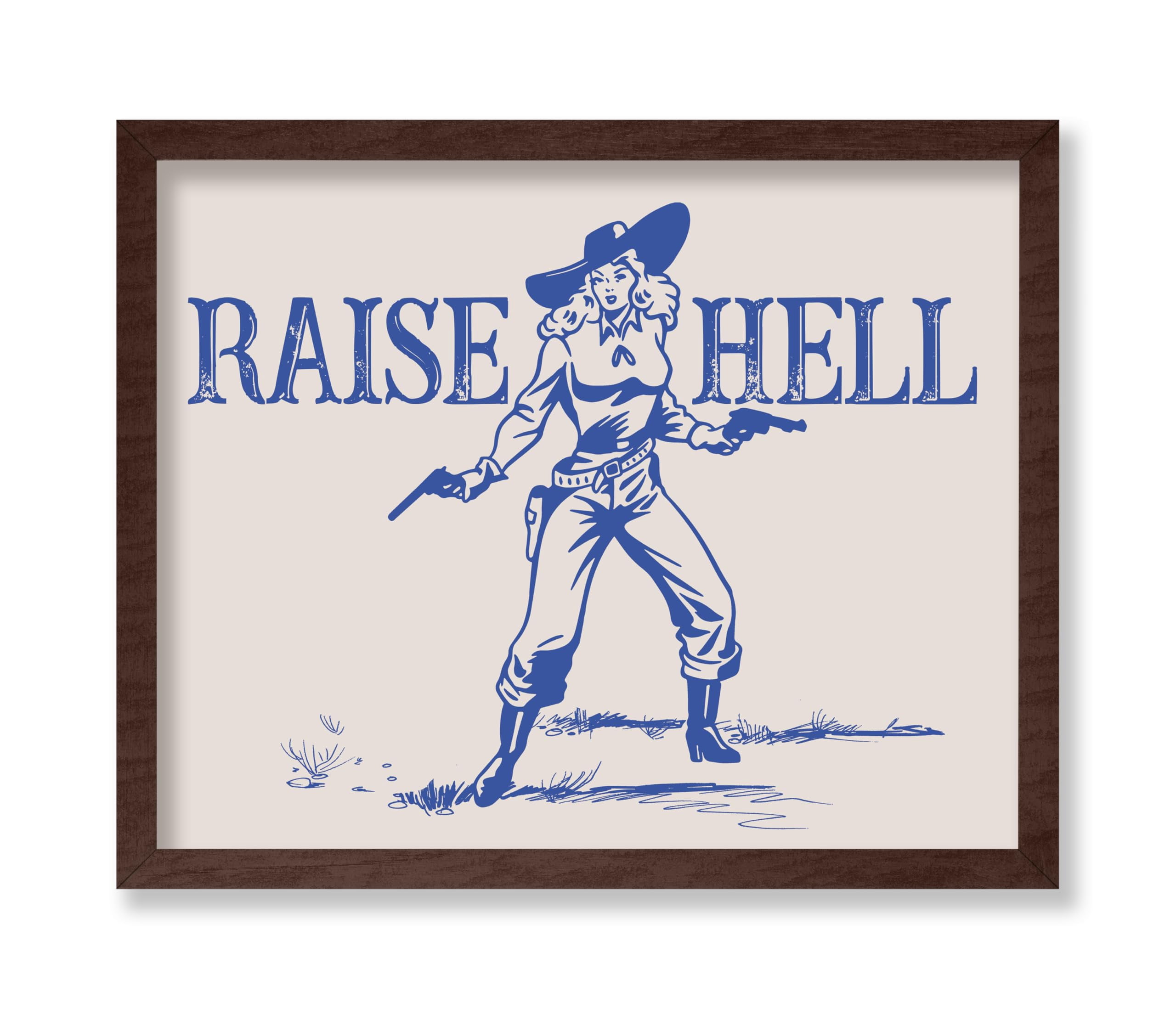 Poster Master Cowgirl Poster - Retro Blue Raise Hell Print - Western ...