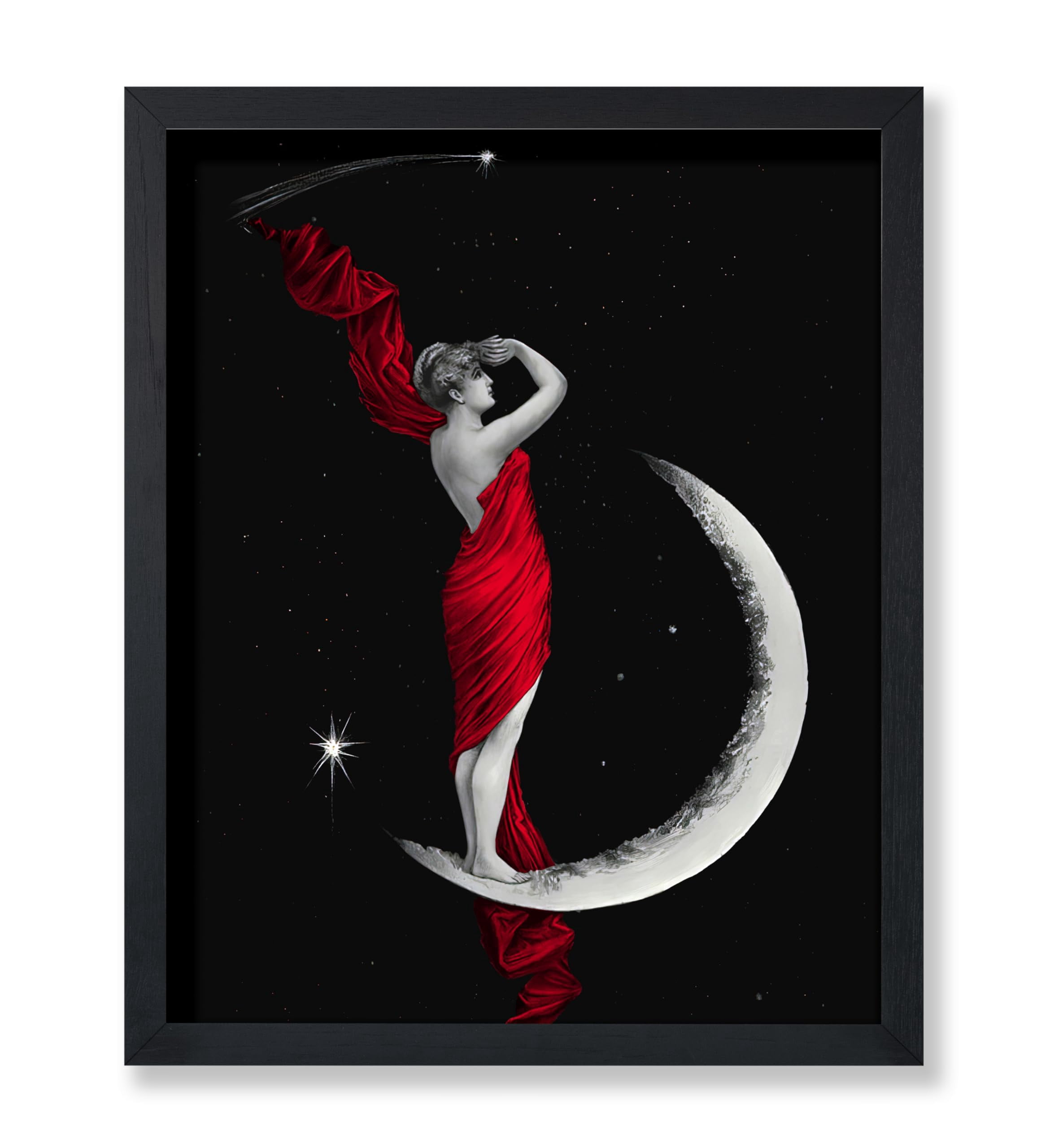Poster Master Crescent Moon Poster - Woman & Moon Print - Altered Art ...