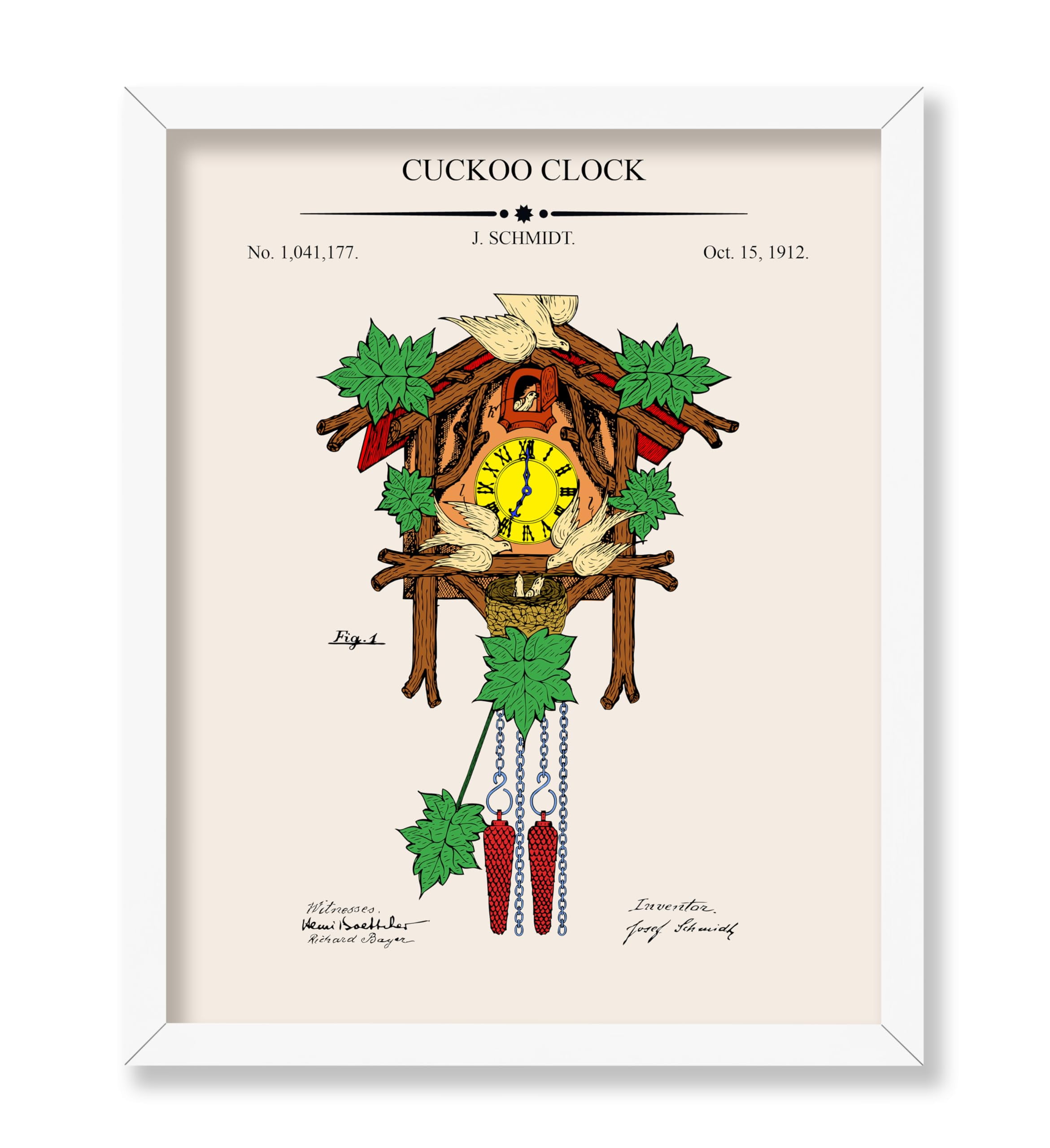 Poster Master Cuckoo Clock Blueprint Poster - Clock Patent Print - Wall ...