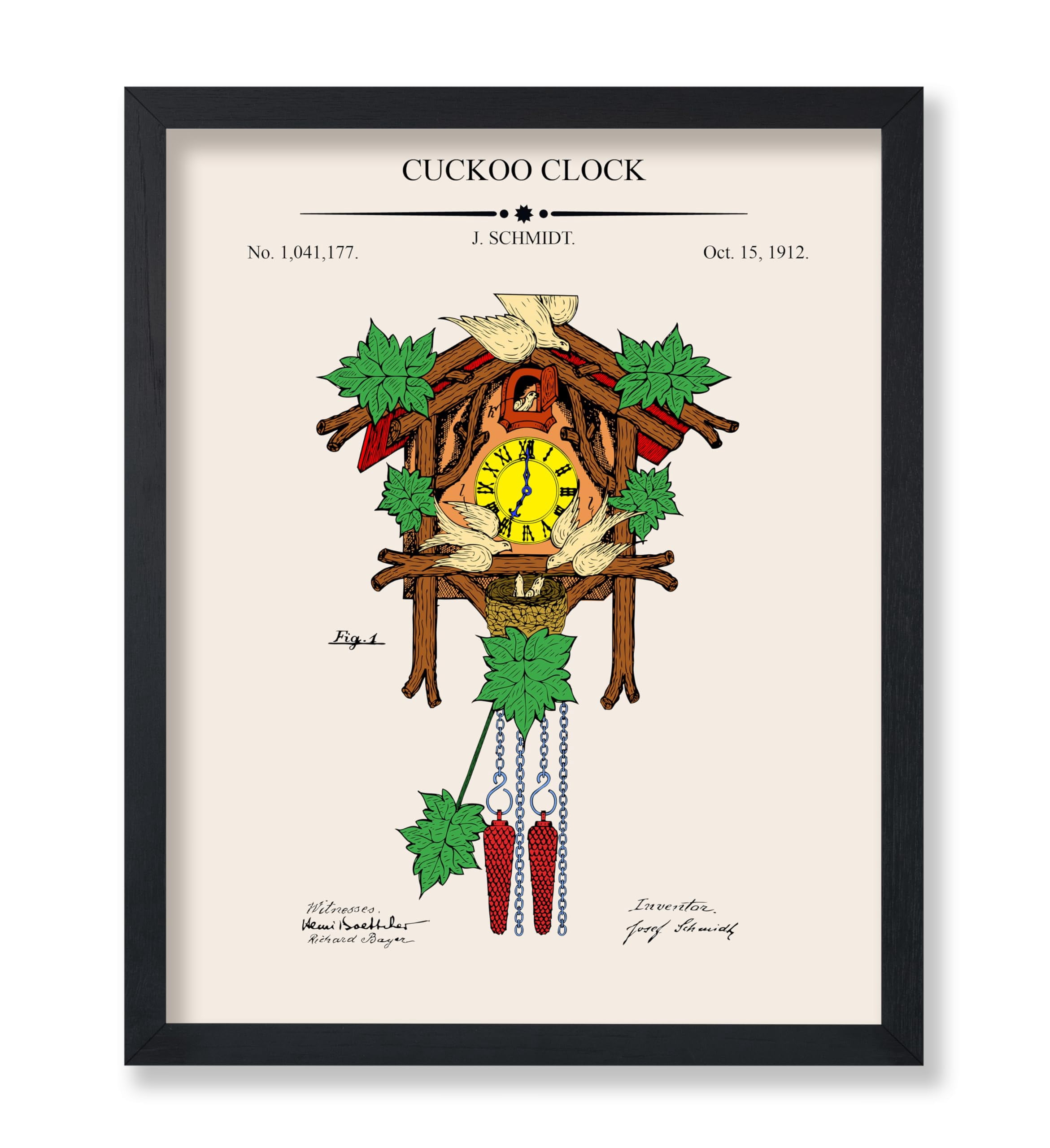 Poster Master Cuckoo Clock Blueprint Poster - Clock Patent Print - Wall ...