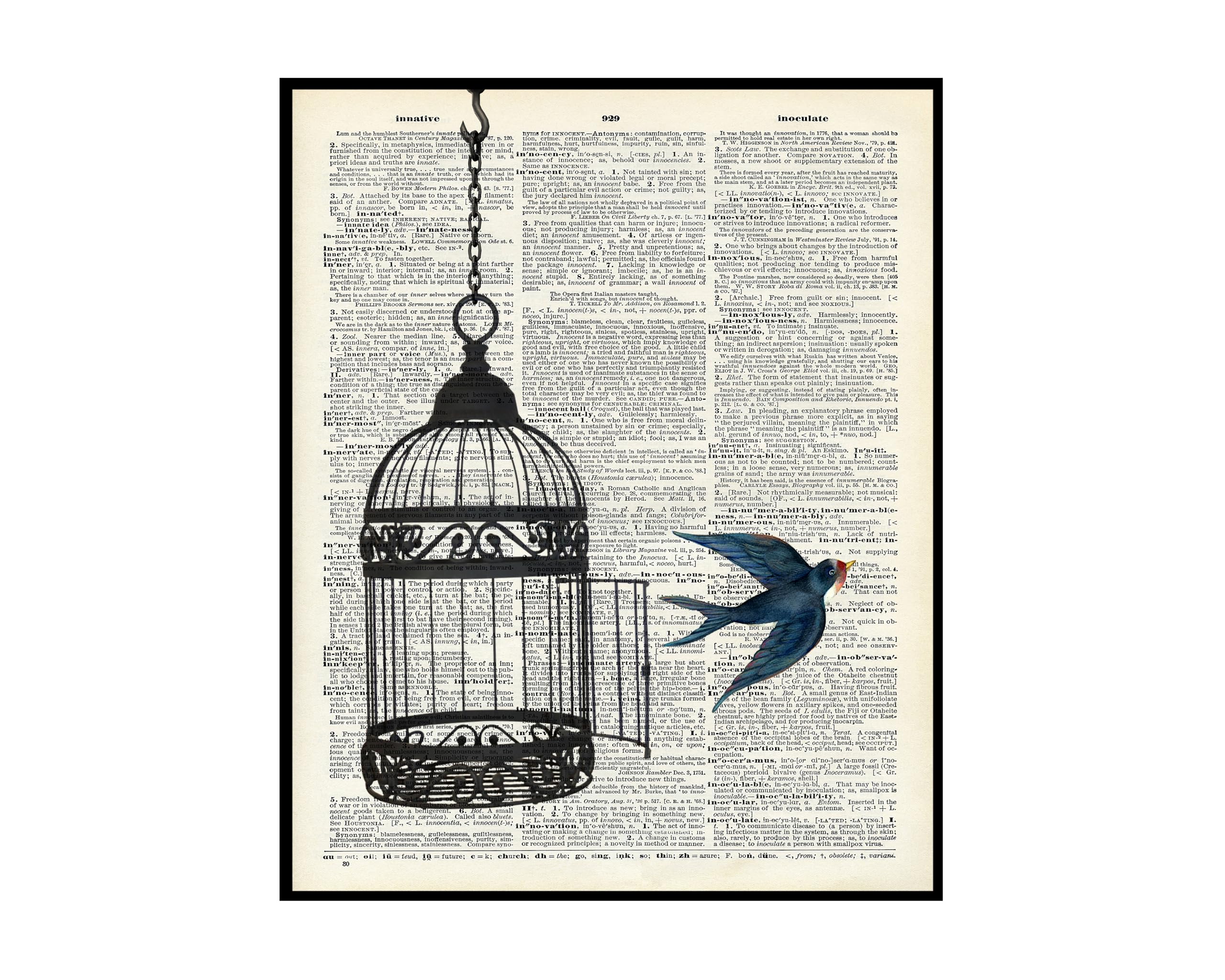 Poster Master Dictionary Art Poster - Bird Cage Print - Flying Swallow ...
