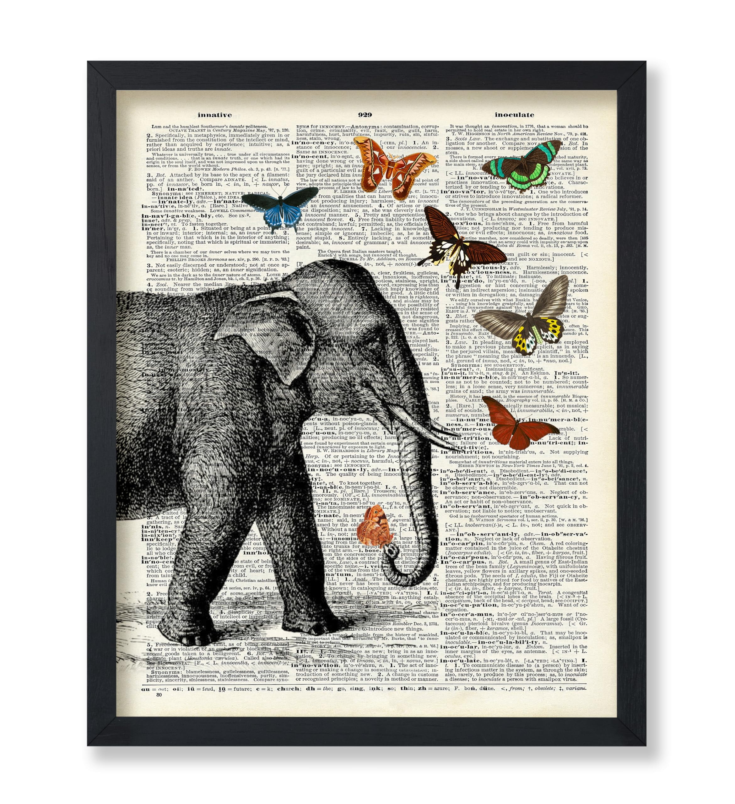 Poster Master Dictionary Art Poster - Butterflies & Elephant Print - Butterfly Art - Gift for ...