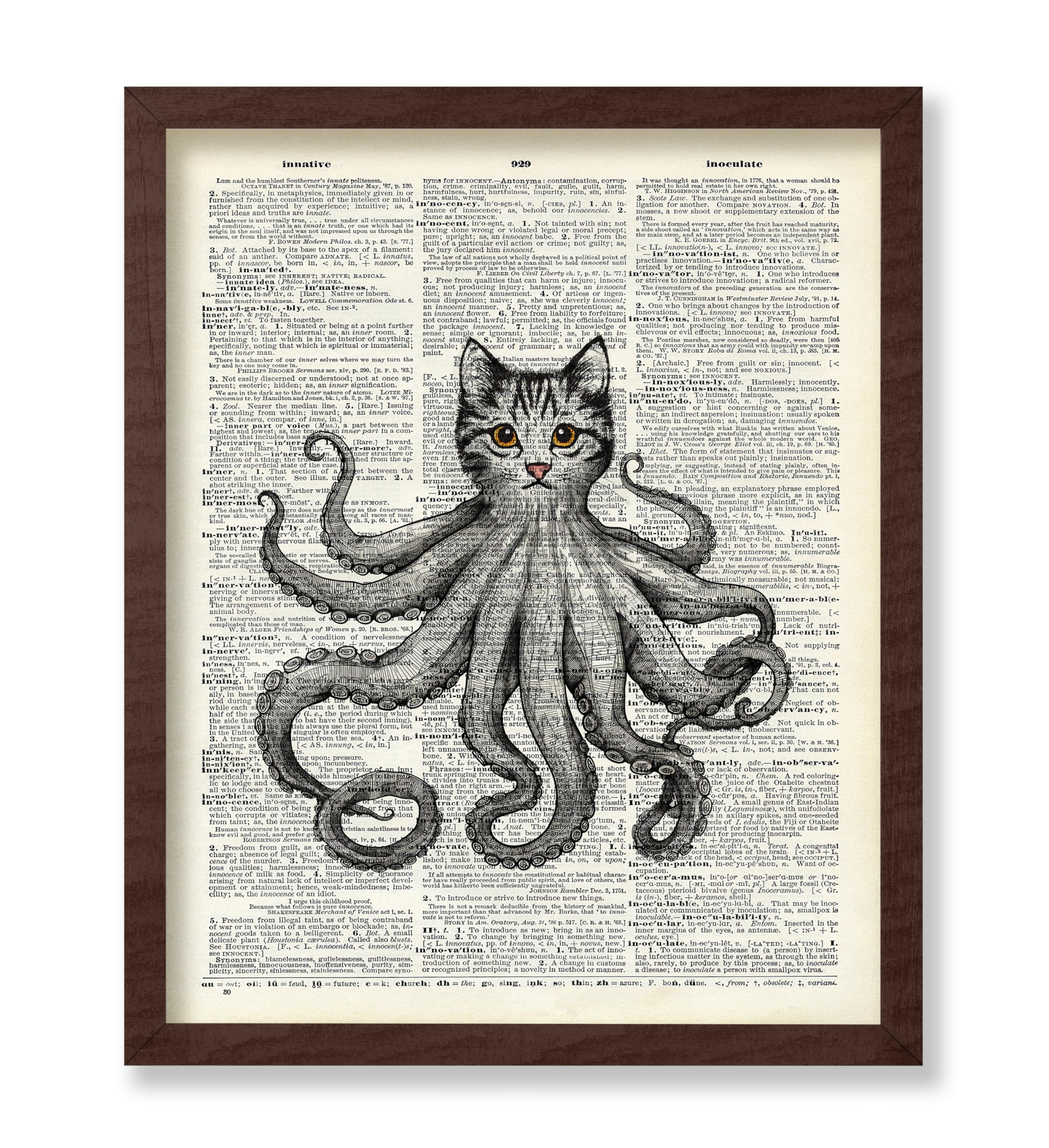 Poster Master Dictionary Art Poster - Cat Octopus Print - Tentacles Art ...