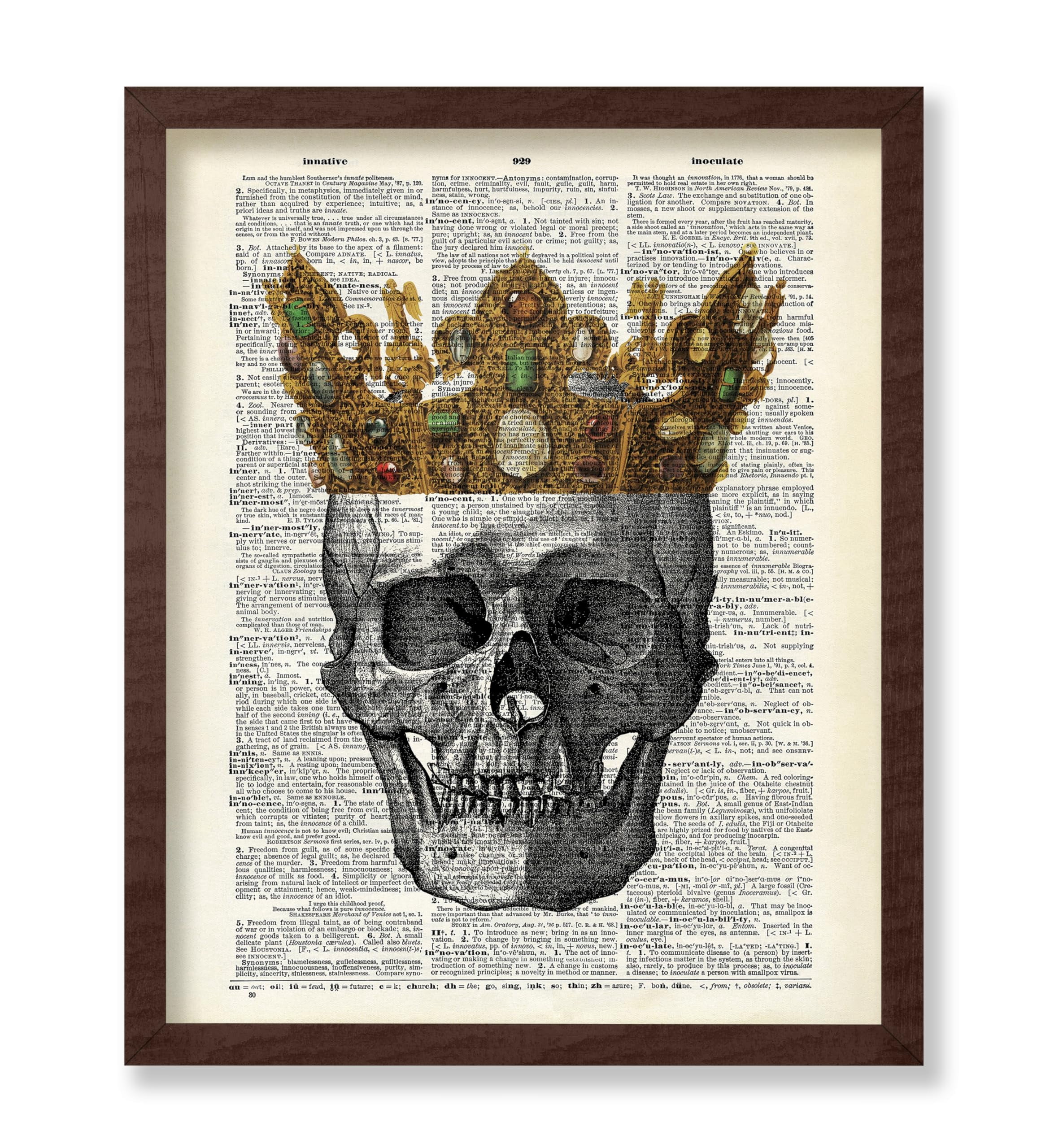 Poster Master Dictionary Art Poster - Crown on Skull Print - Skeleton ...
