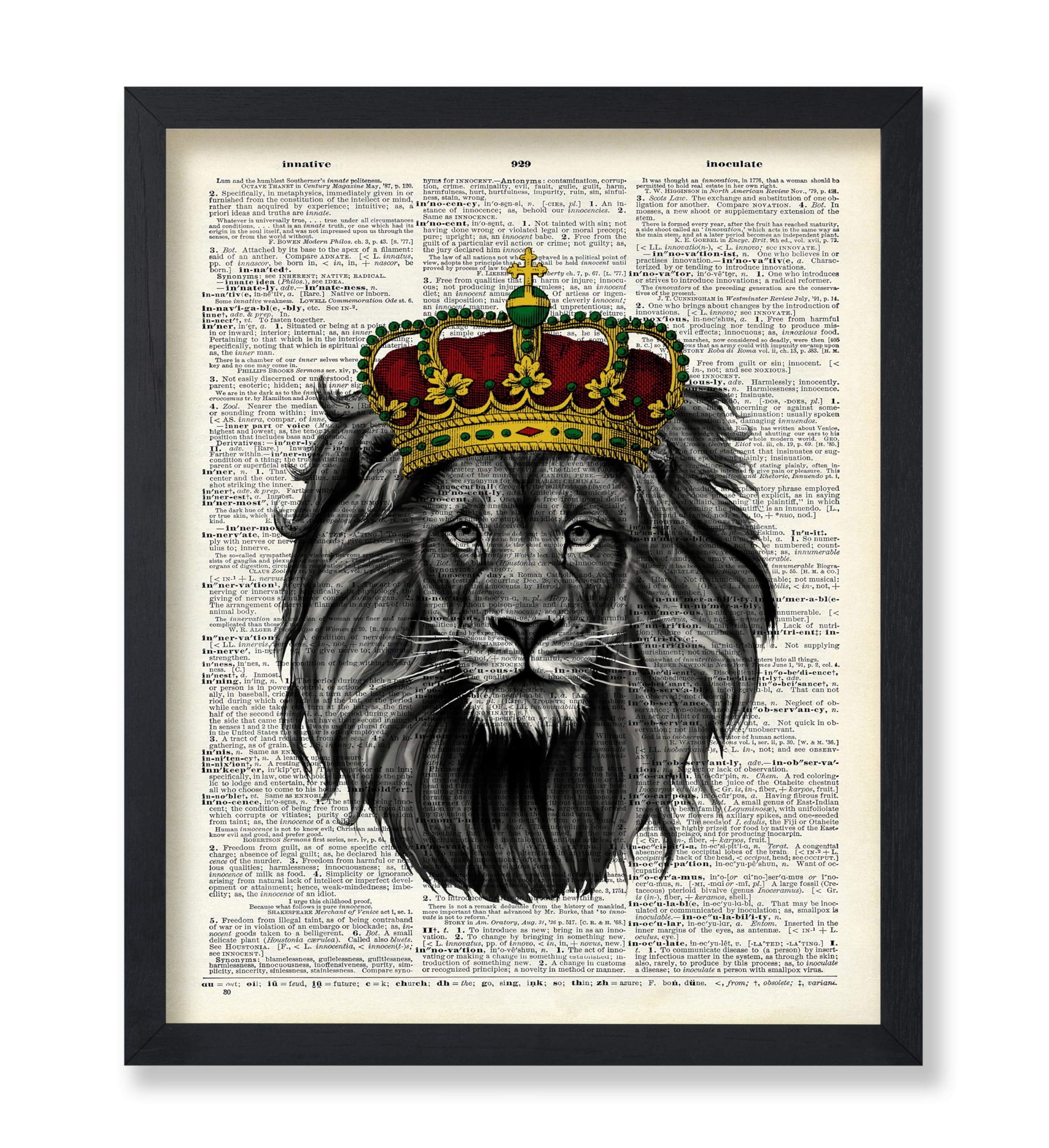 Poster Master Dictionary Art Poster - Crowned Lion Print - Lion Art ...
