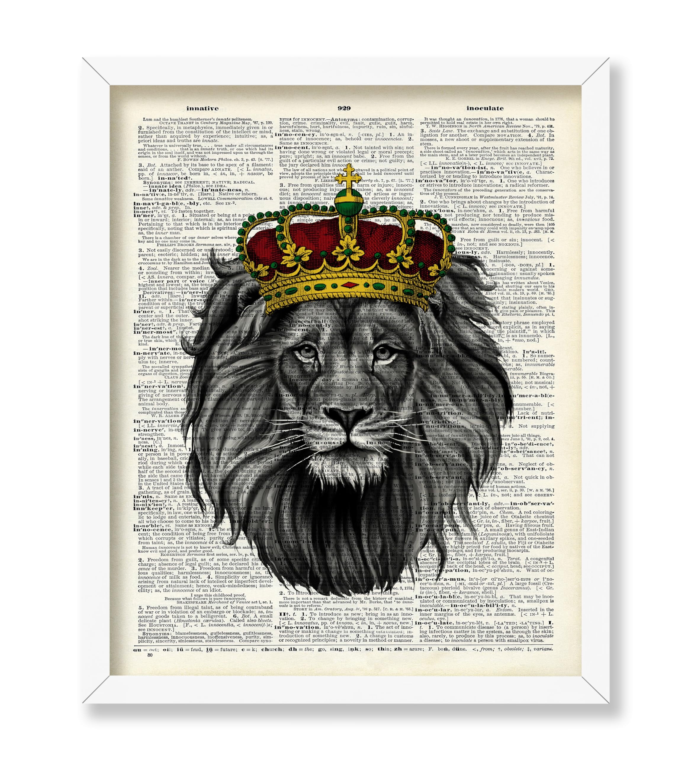 Poster Master Dictionary Art Poster - Crowned Lion Print - Lion Art ...