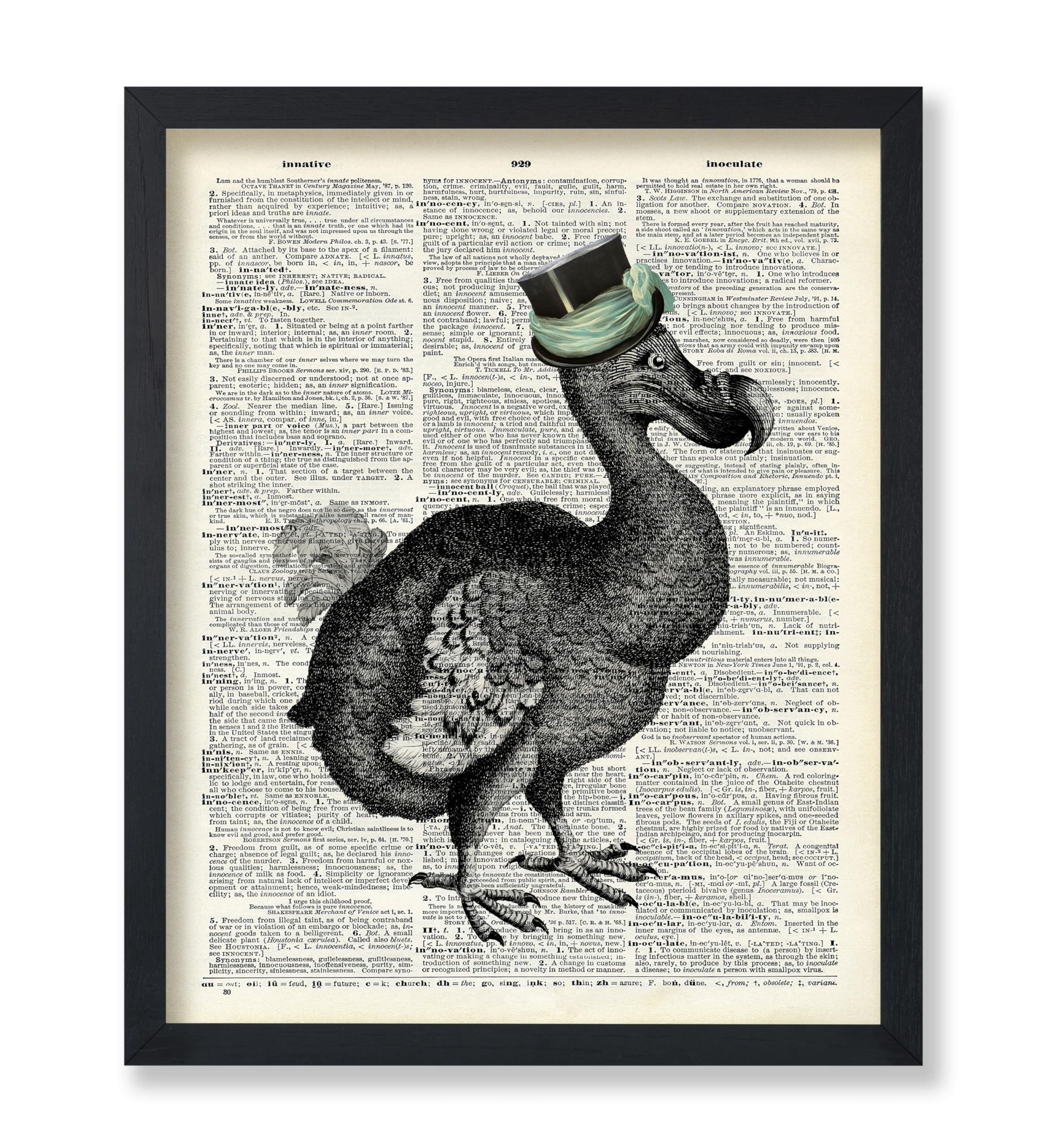 Poster Master Dictionary Art Poster - Dodo Bird in Top Hat Print - Gift ...