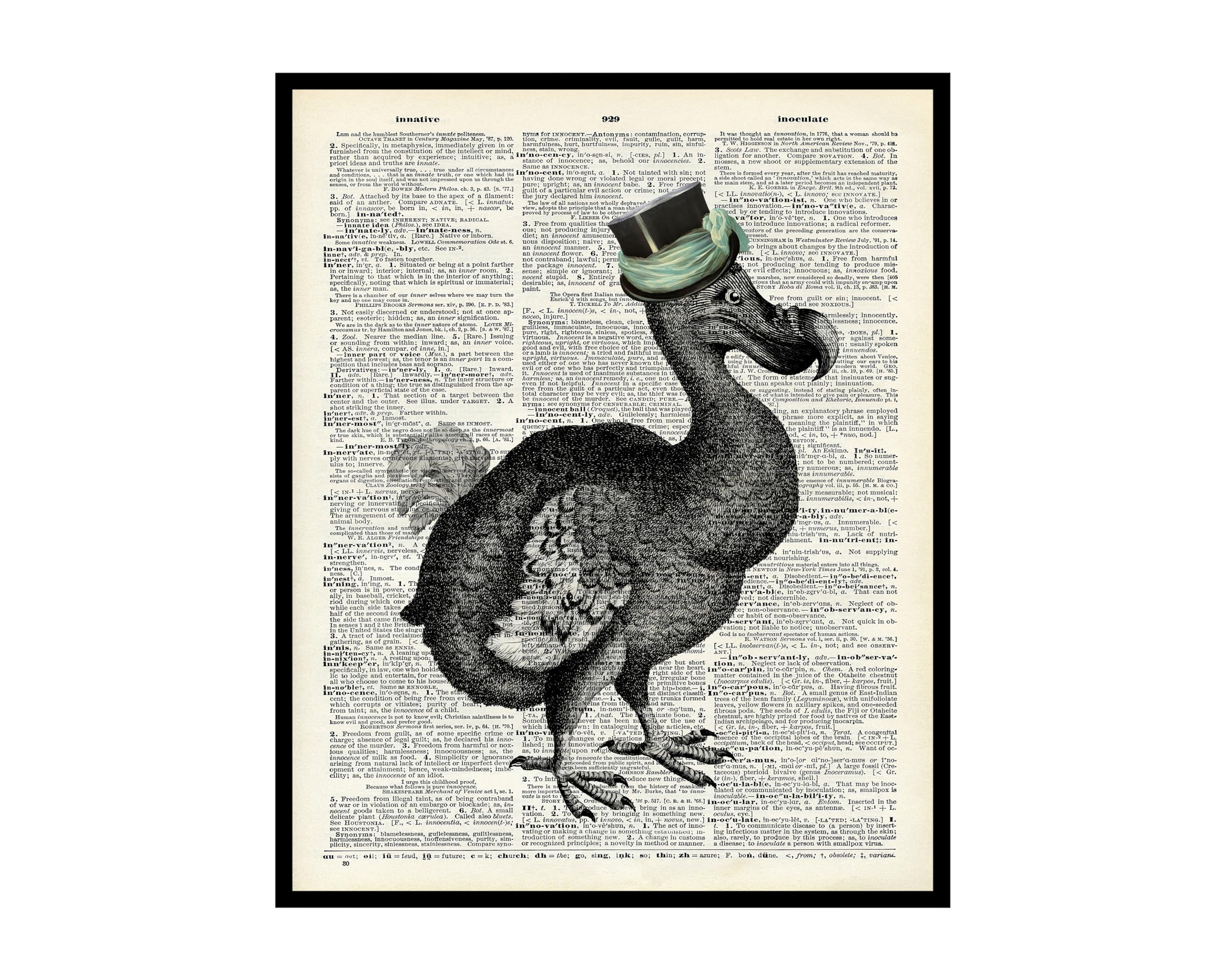 Poster Master Dictionary Art Poster - Dodo Bird in Top Hat Print - Gift ...
