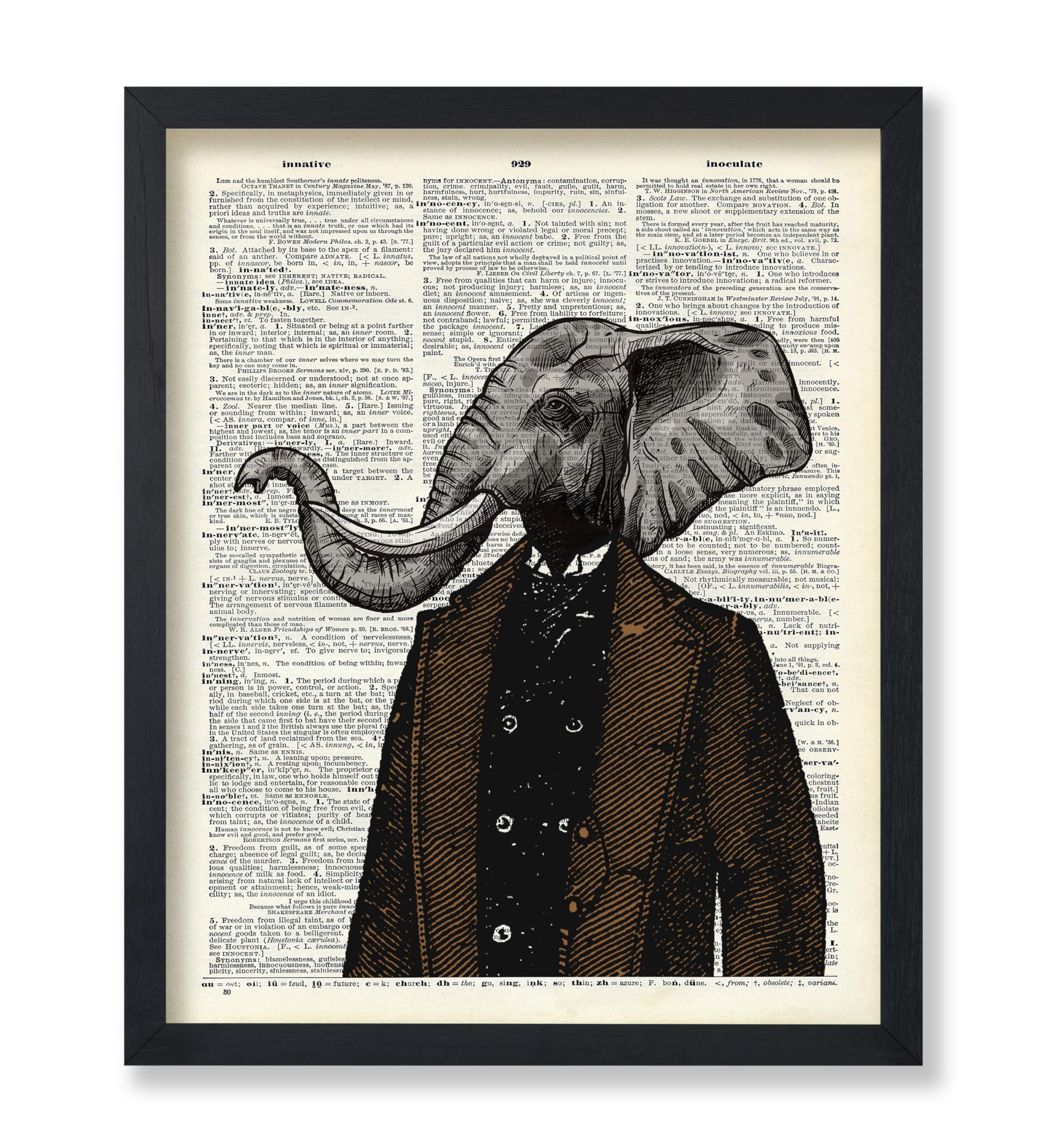 Poster Master Dictionary Art Poster - Elephant Head Print - Elephant ...