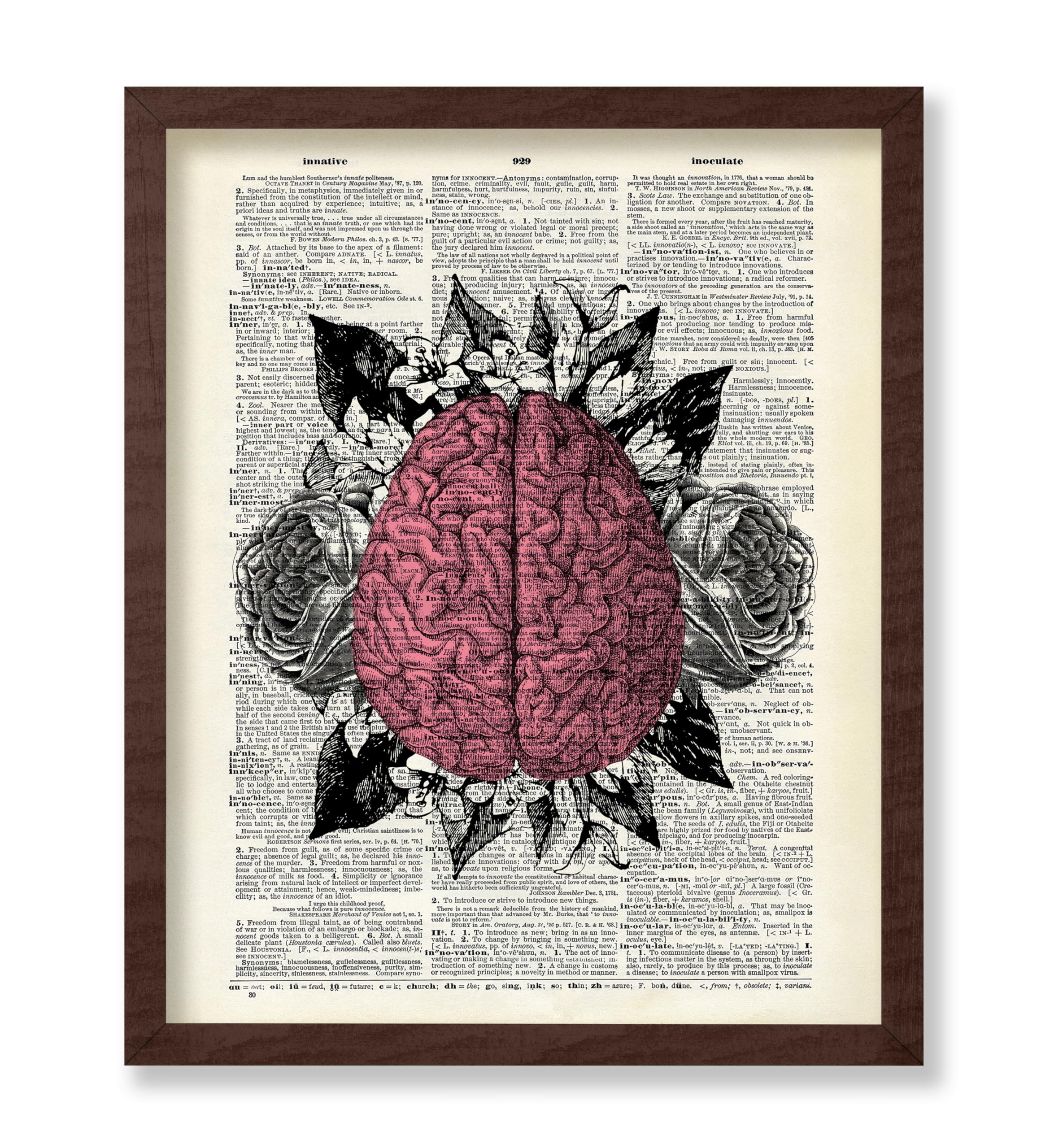 Poster Master Dictionary Art Poster - Flowery Brain Print - Pink Brain ...