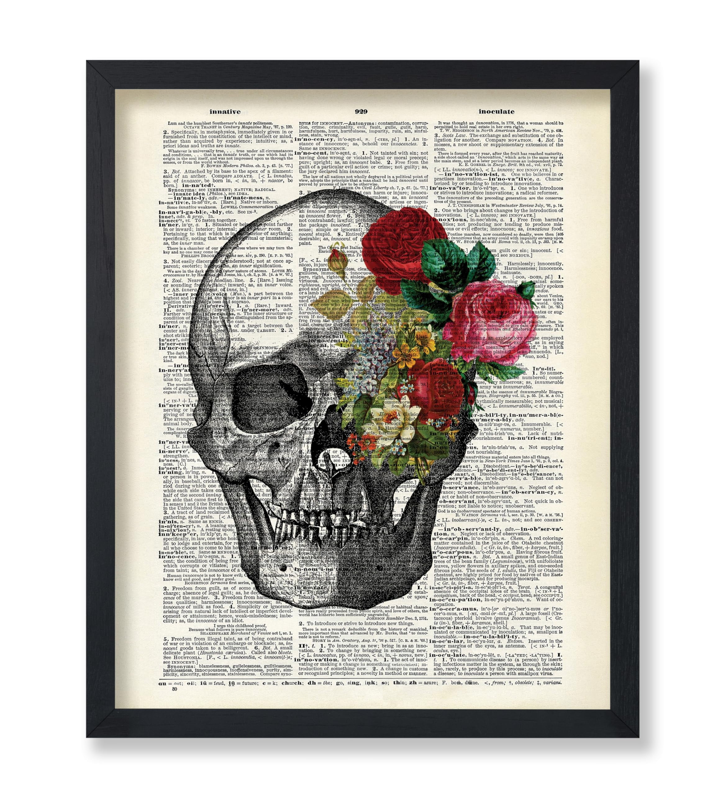 Poster Master Dictionary Art Poster - Flowery Eye Skull Print - Skeleton Art - Flower Art ...