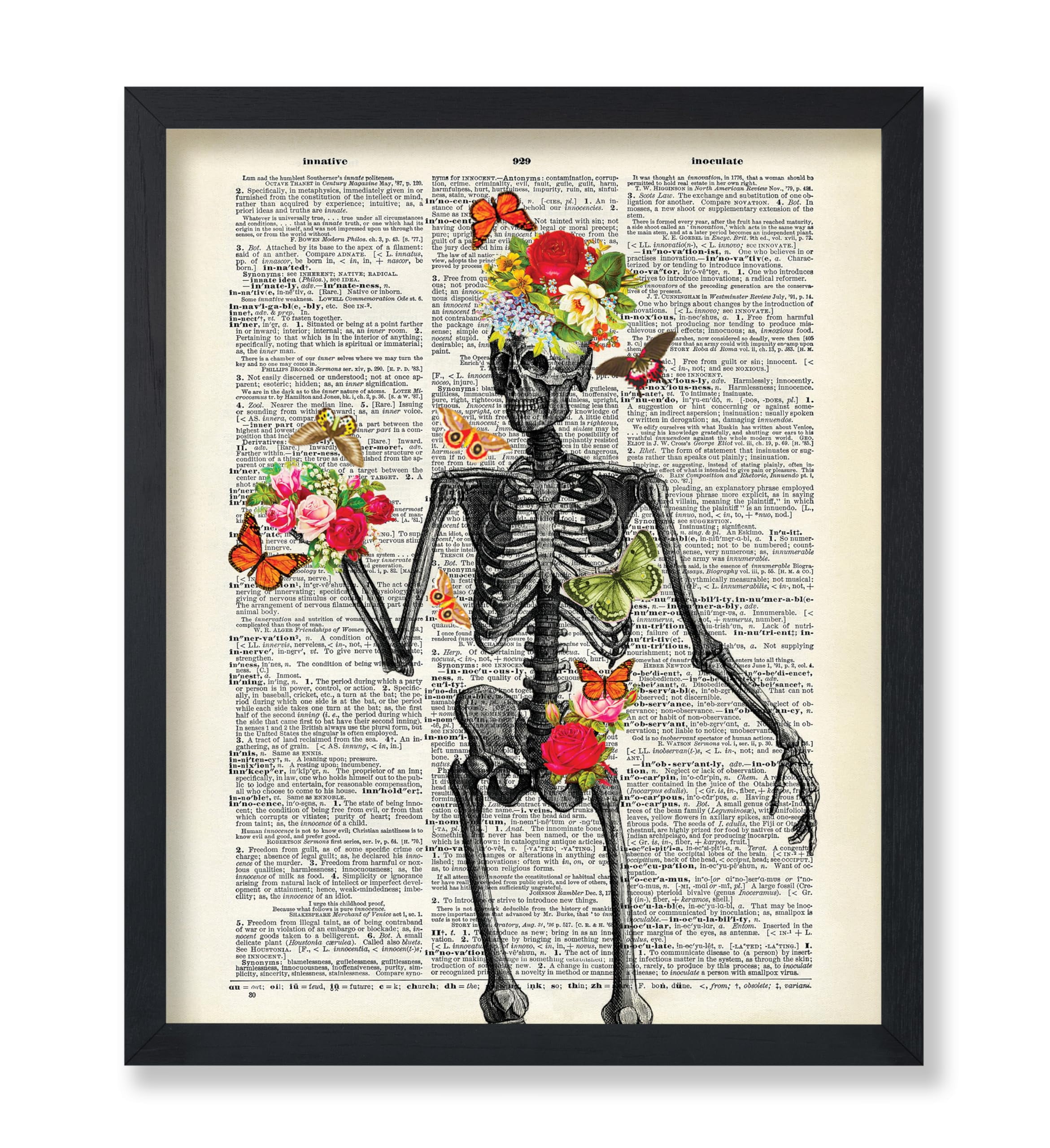 Poster Master Dictionary Art Poster - Flowery Skeleton Print - Flower Art - Anatomy Art ...