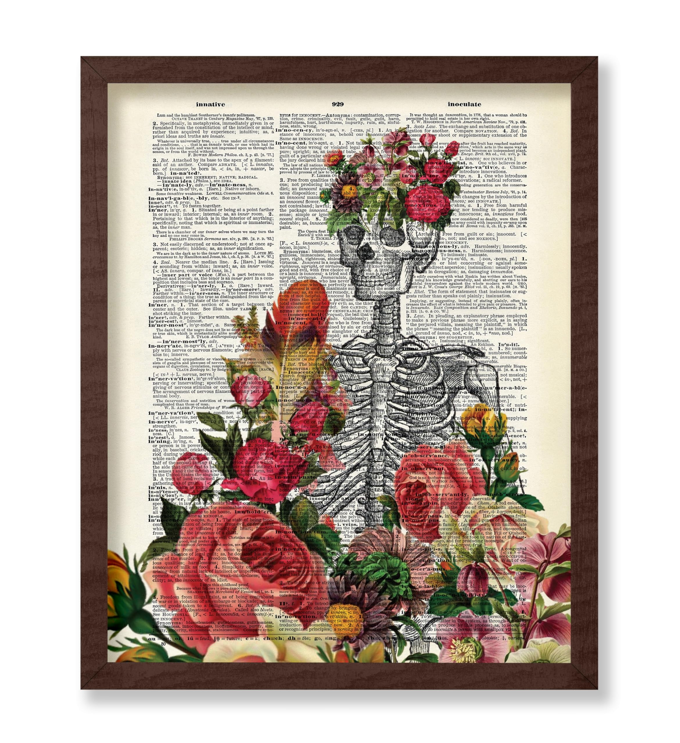 Poster Master Dictionary Art Poster - Flowery Skeleton Print - Flower ...