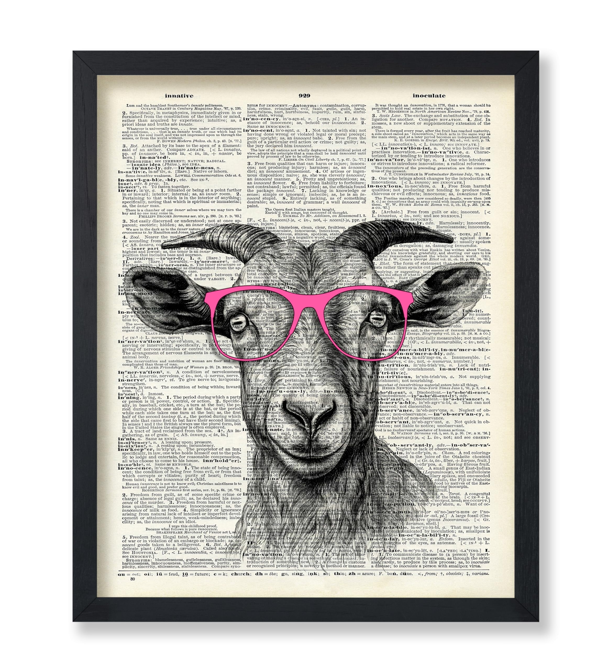 Poster Master Dictionary Art Poster - Goat in Pink Glasses Print - Goat ...