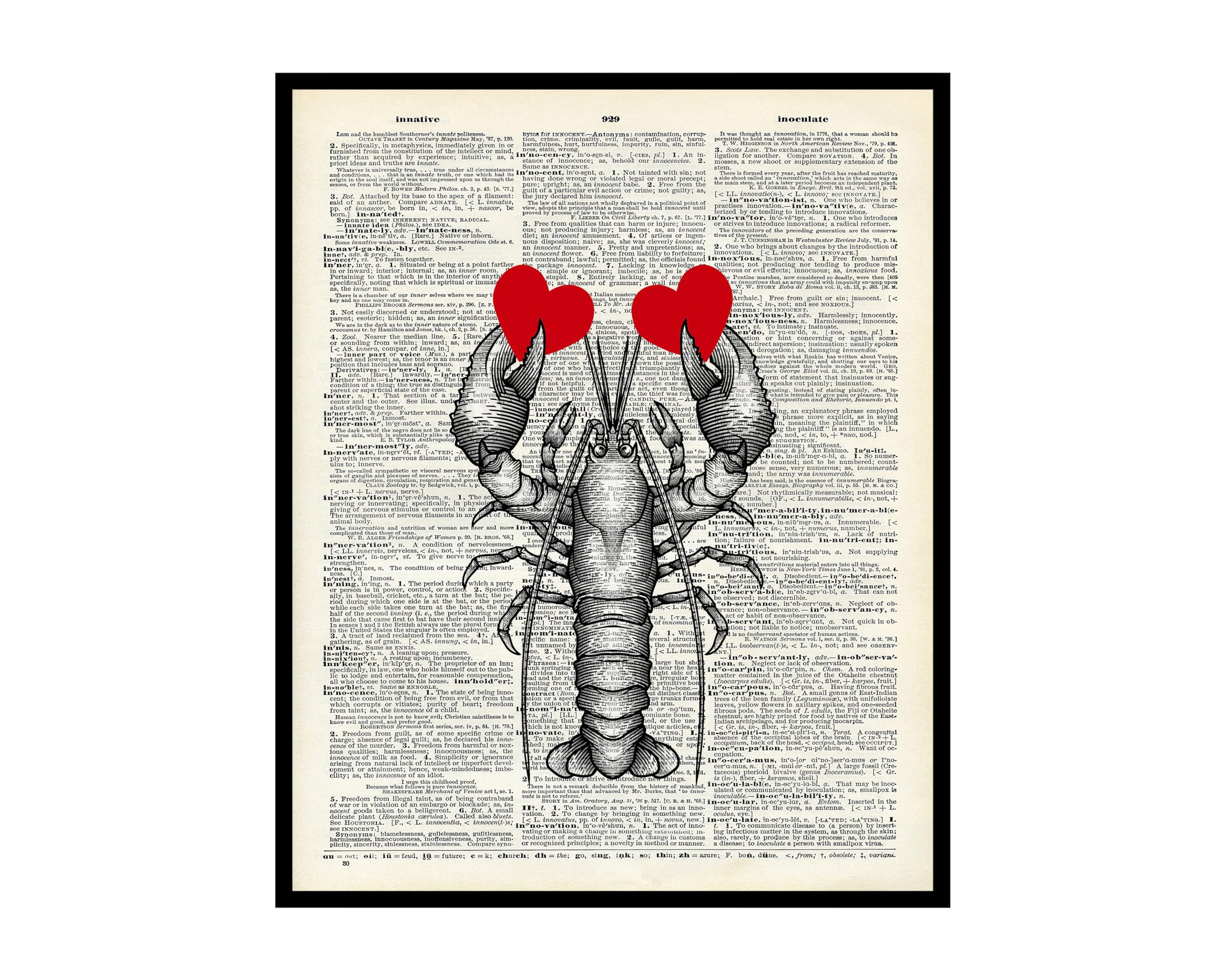 Poster Master Dictionary Art Poster - Heart on Lobster Claw Print ...