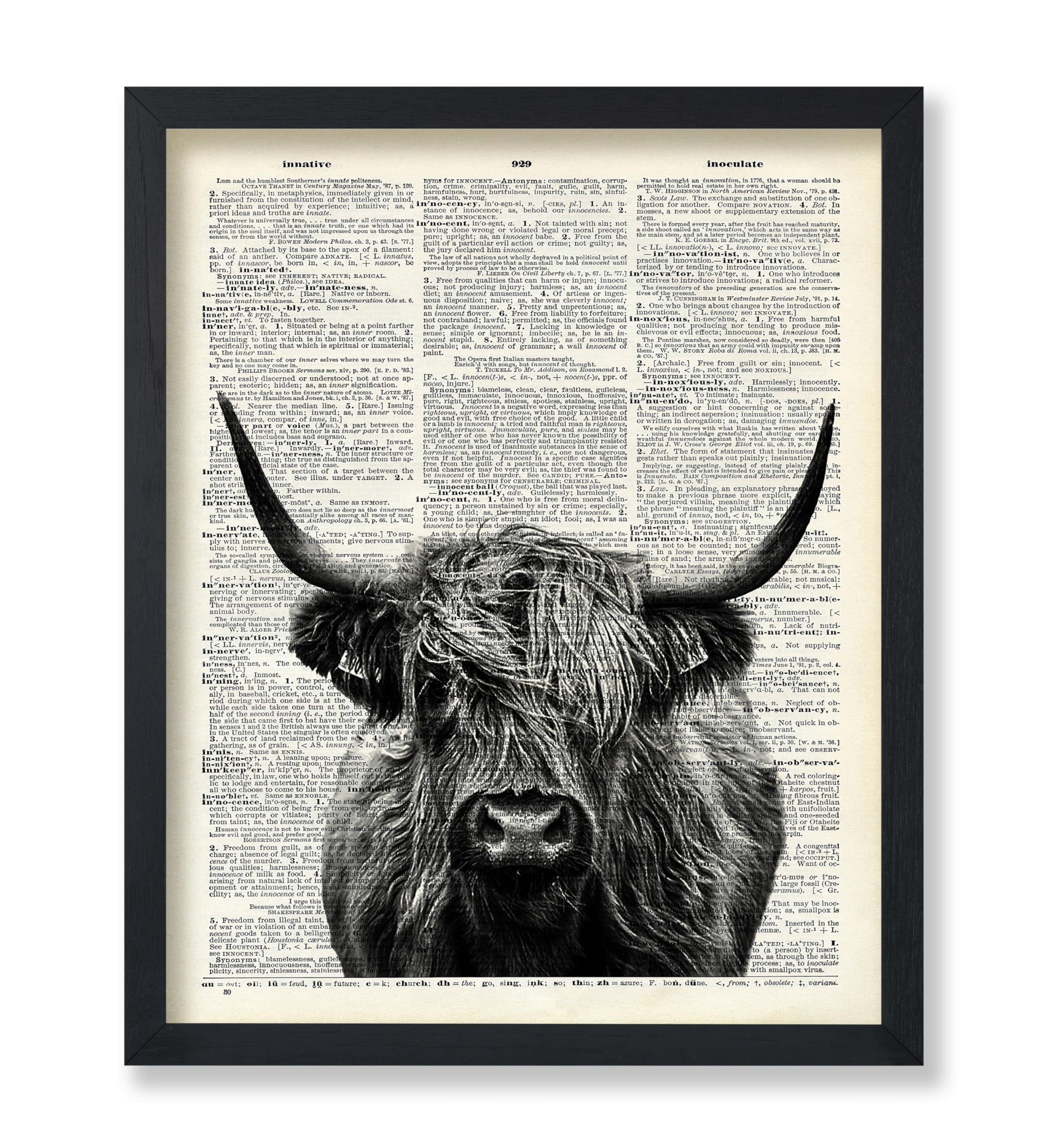 Poster Master Dictionary Art Poster - Highland Cow Print - Cow Portrait ...