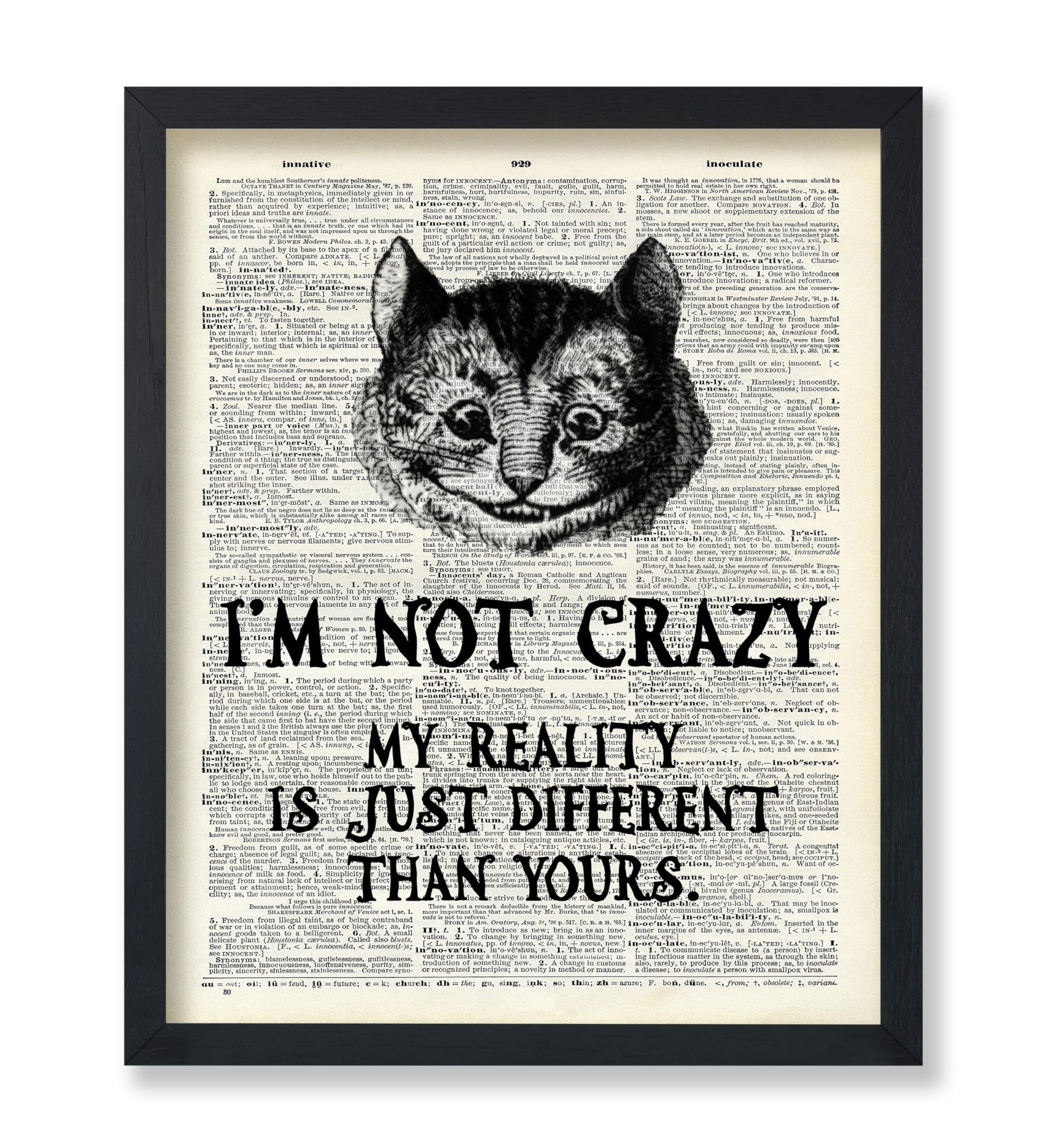 Poster Master Dictionary Art Poster - I'm Not Crazy Print - Cheshire Cat Art - Alice Wonderland ...