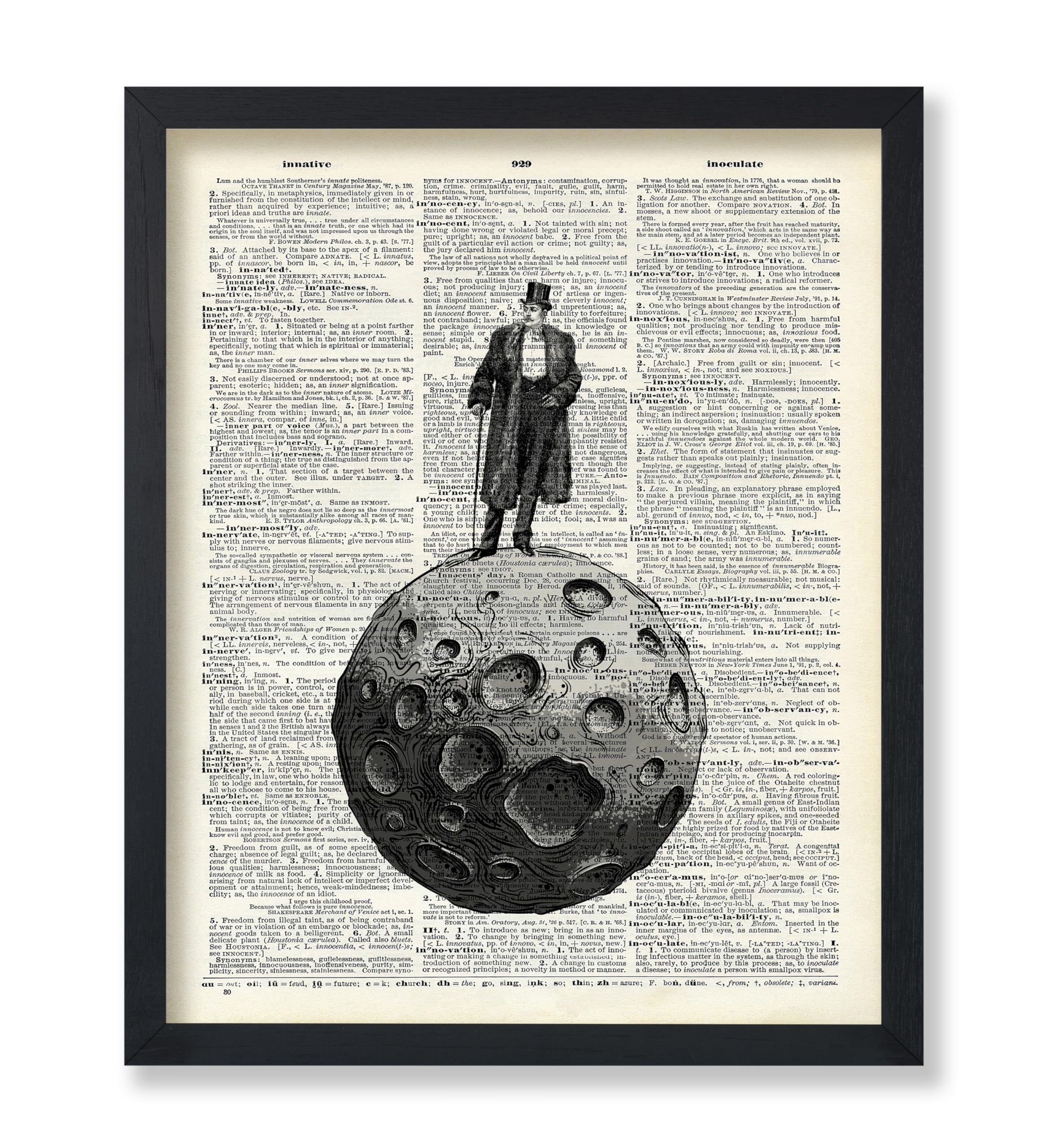 Poster Master Dictionary Art Poster - Man on The Moon Print - Full Moon Art - Victorian ...