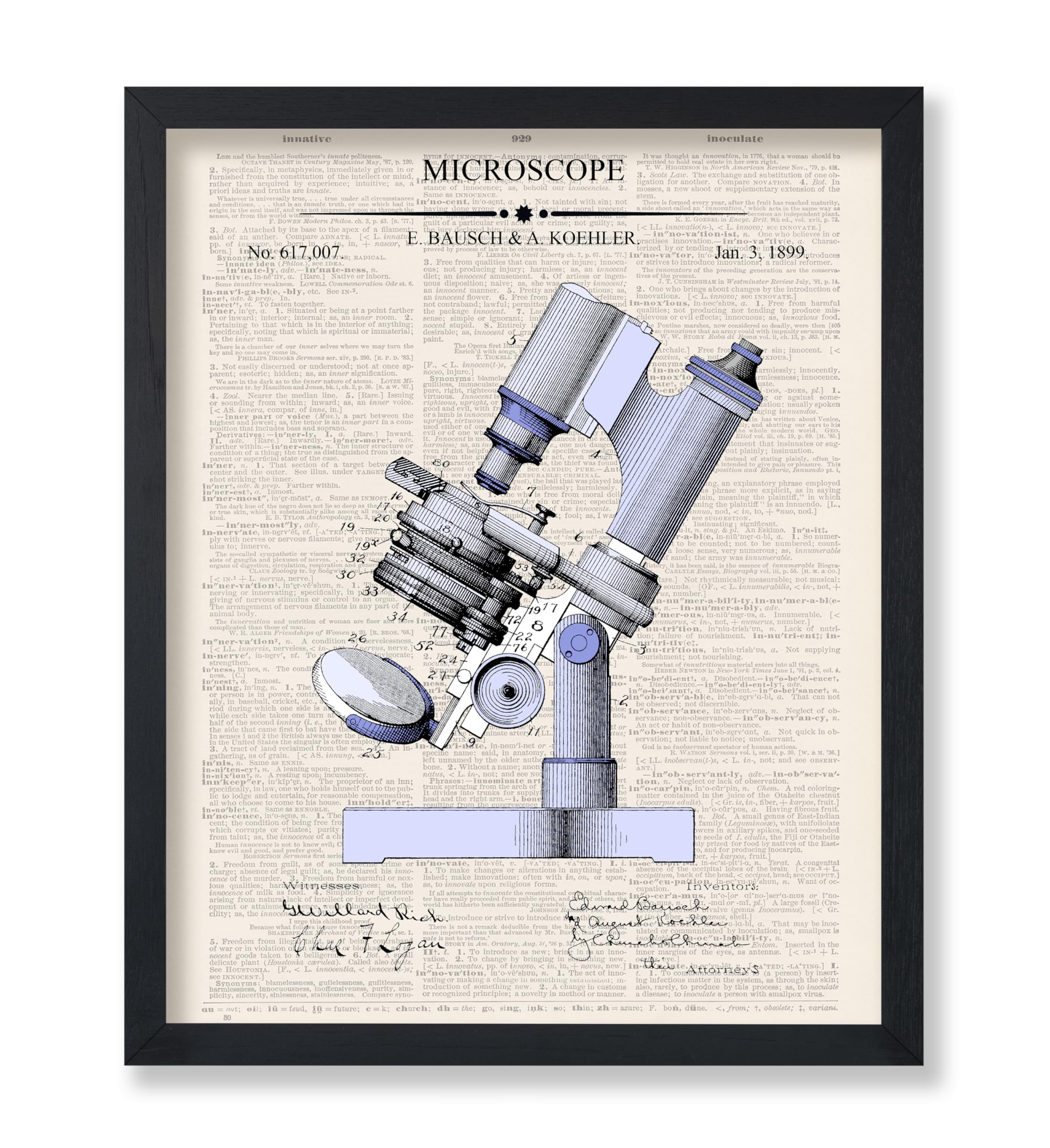 Poster Master Dictionary Art Poster - Microscope Blueprint Print ...