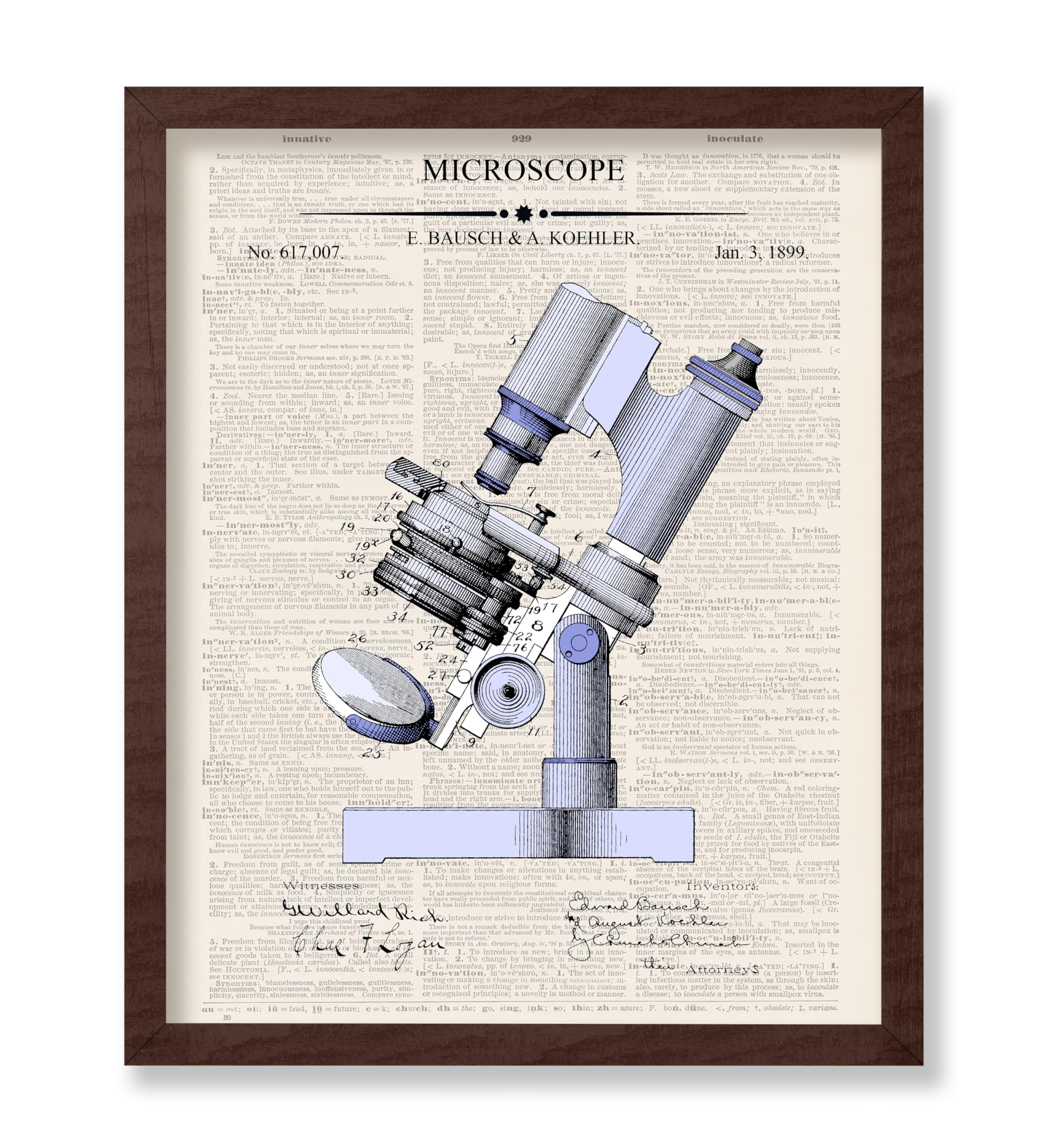 Poster Master Dictionary Art Poster - Microscope Blueprint Print ...