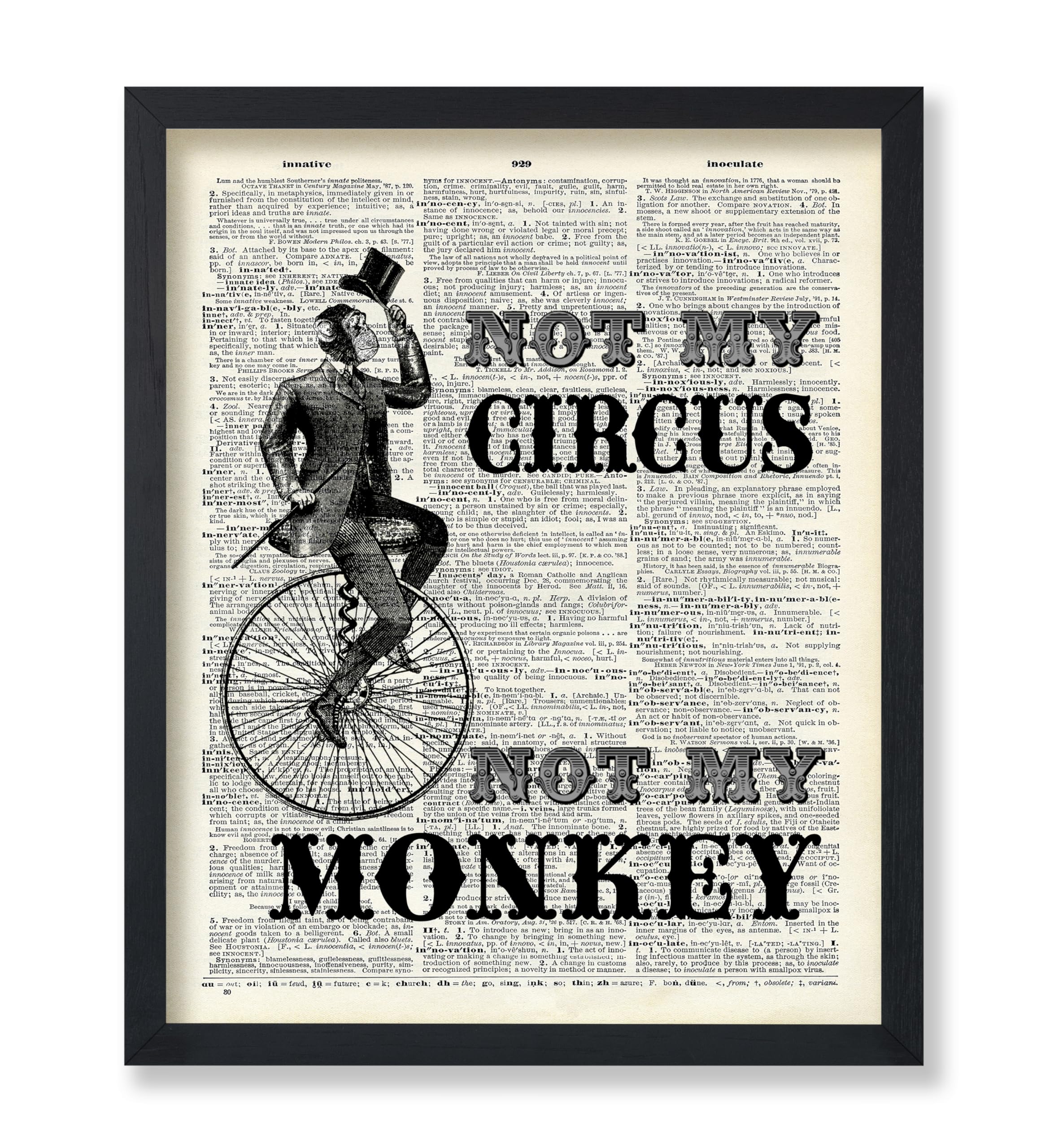 Poster Master Dictionary Art Poster - Not My Circus Not My Monkey Print ...