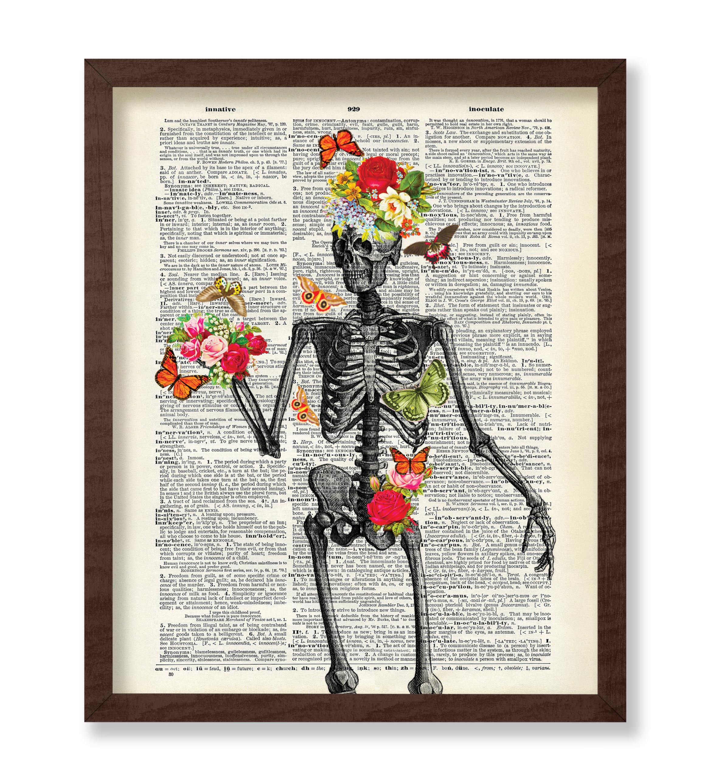 Poster Master Dictionary Art Poster - Flowery Skeleton Print - Flower Art - Anatomy Art ...