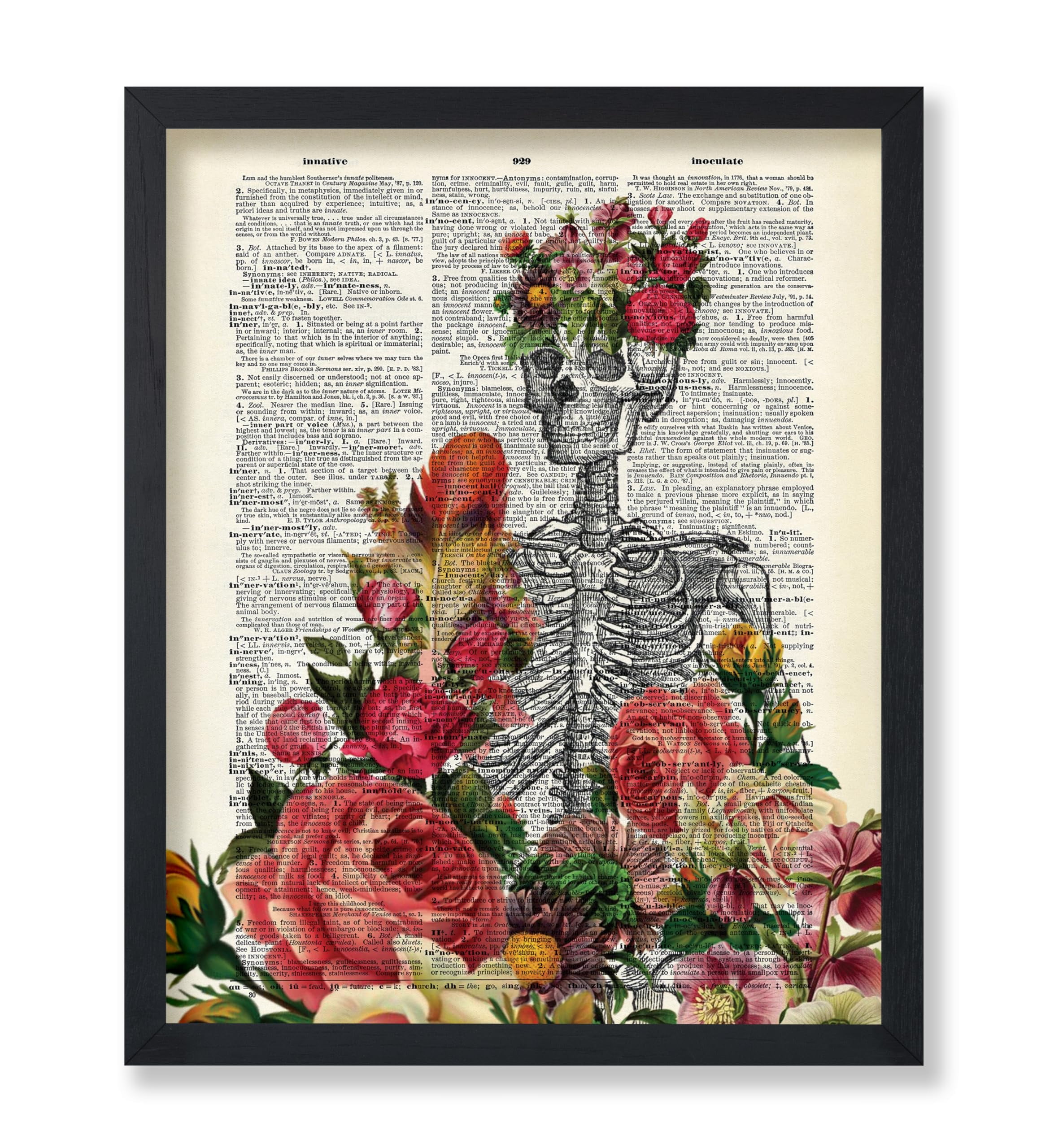 Poster Master Dictionary Art Poster - Flowery Skeleton Print - Flower ...