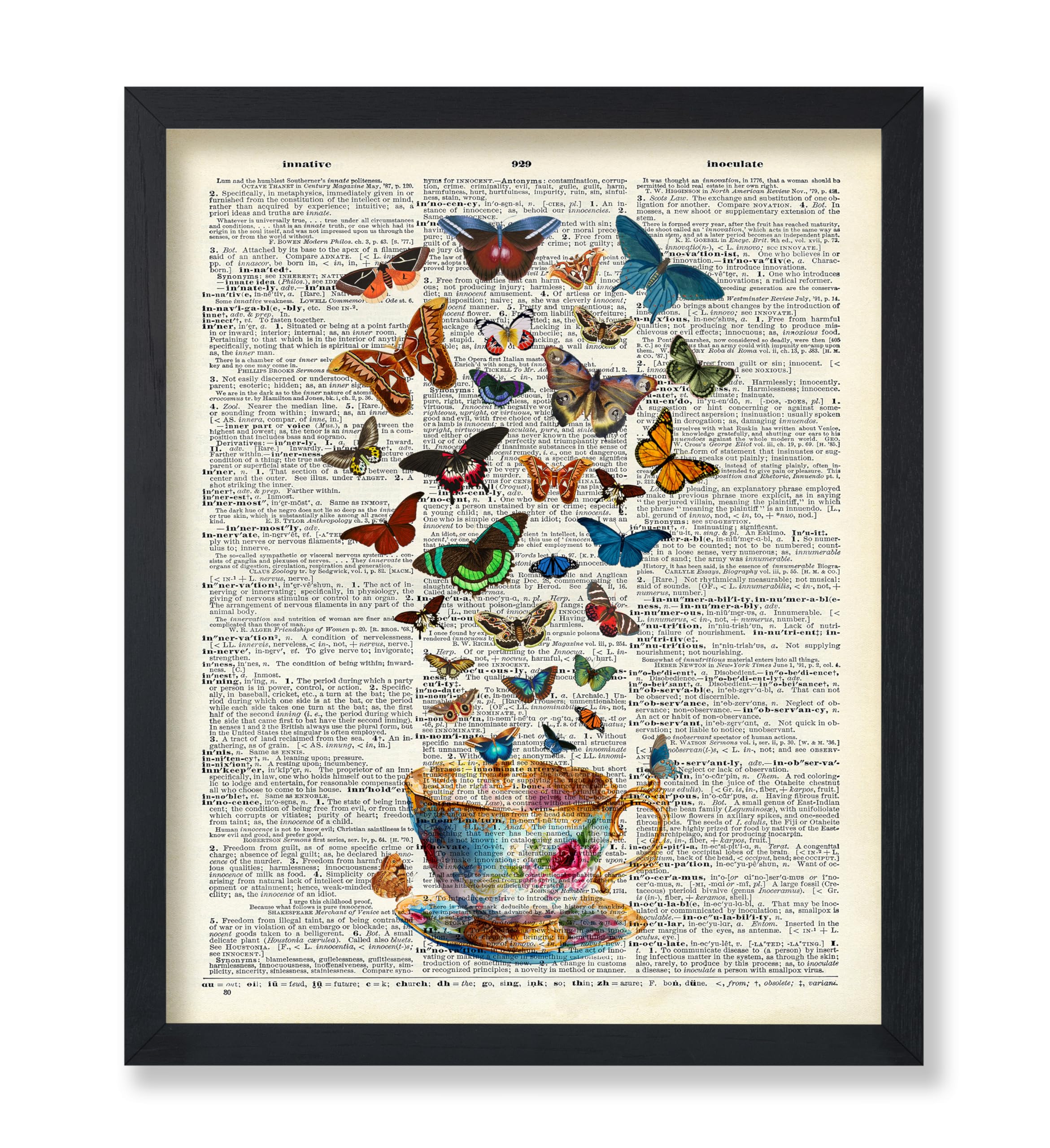 Poster Master Dictionary Art Poster - Retro Teacup and Butterflies ...