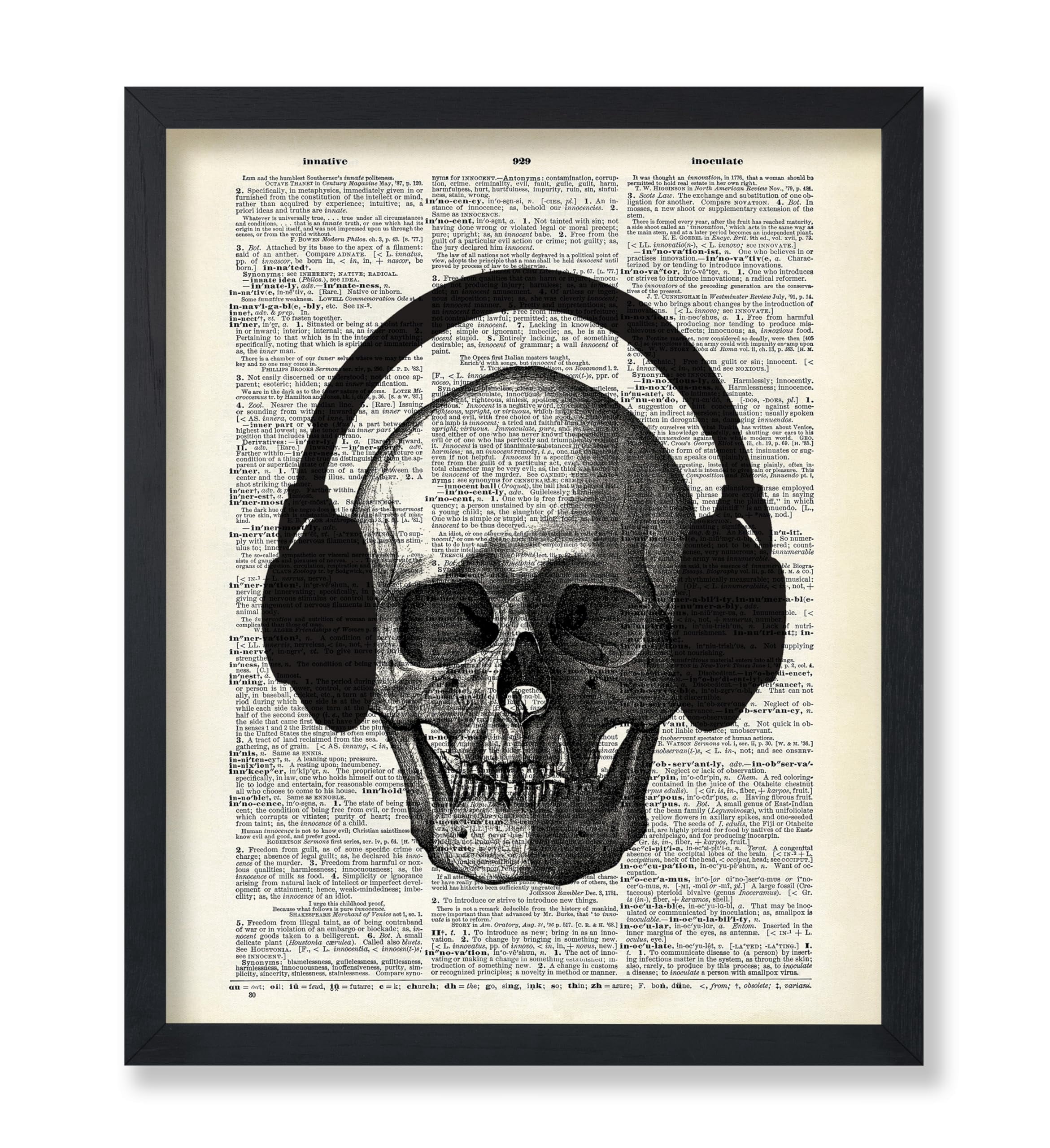 Poster Master Dictionary Art Poster - Skull with Headphone Print ...