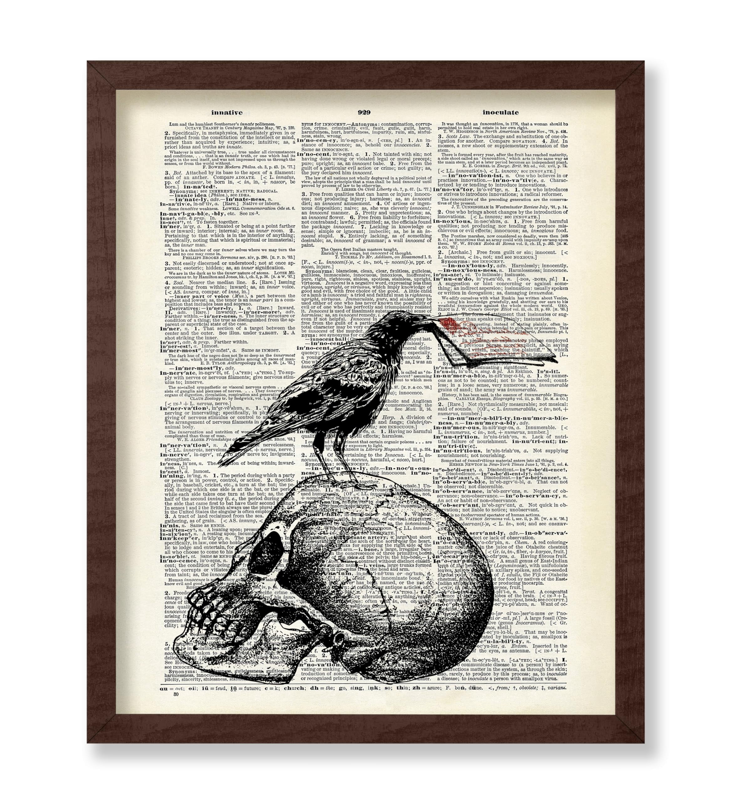 Poster Master Dictionary Art Poster - Raven with Letter on Skull Print ...