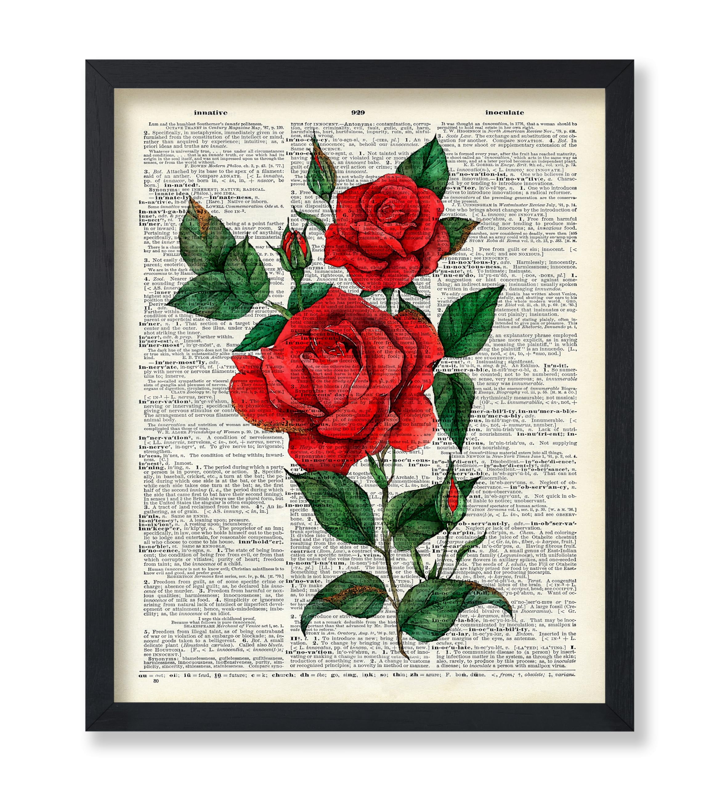 Poster Master Dictionary Art Poster - Red Roses Print - Flower Art ...