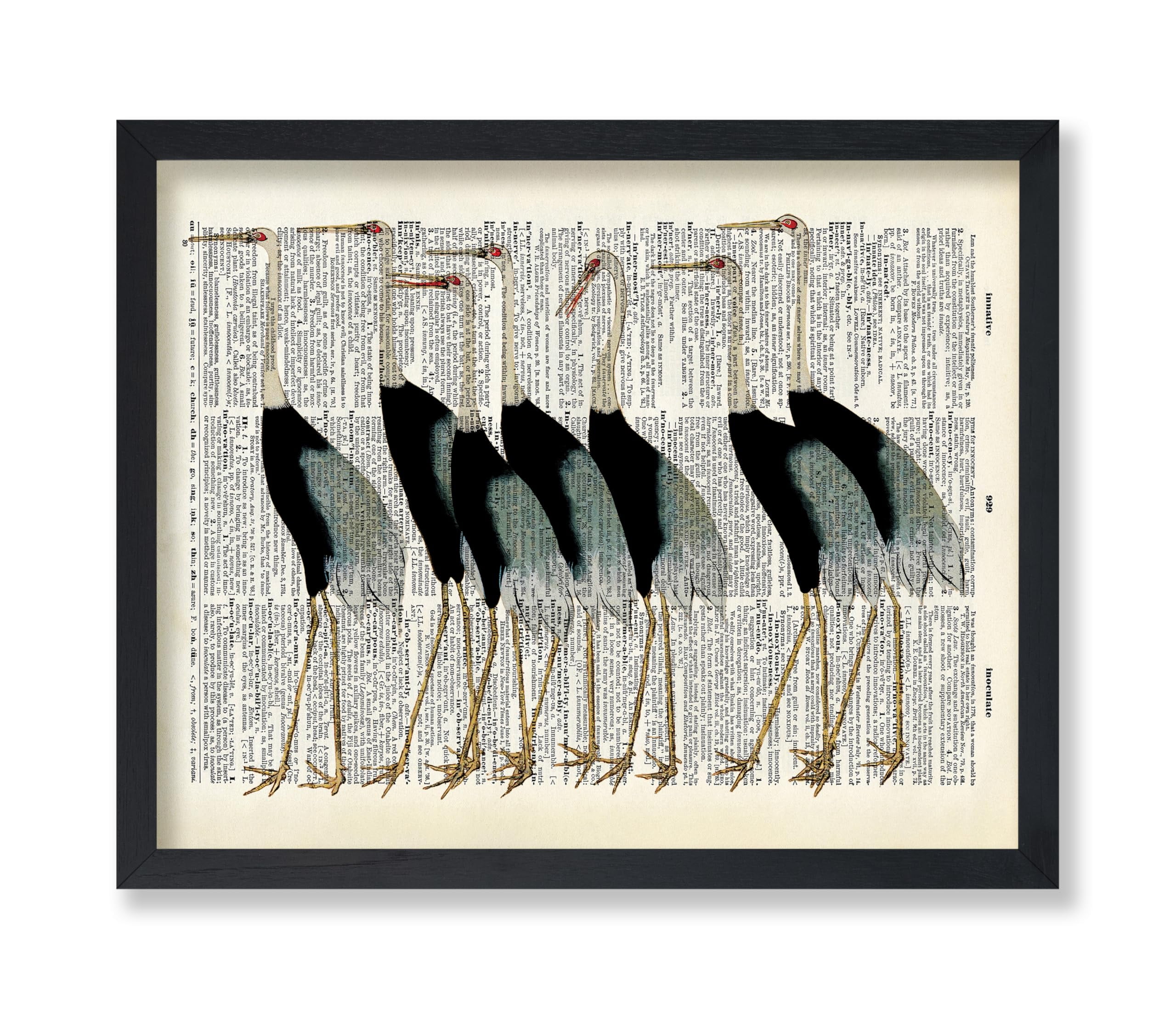 Poster Master Dictionary Art Poster - Retro Flock of Japanese Red Crown ...