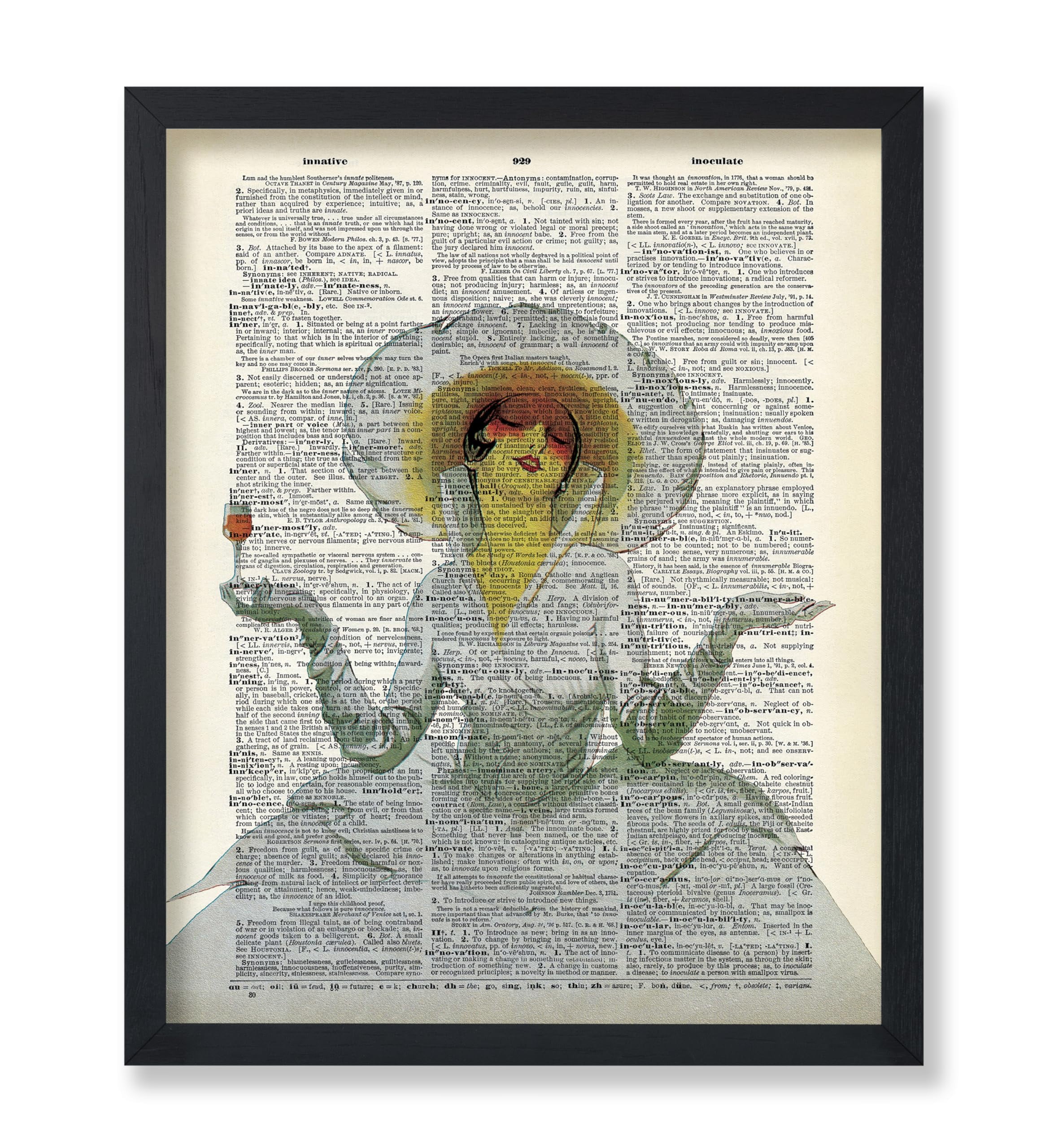 Poster Master Dictionary Art Poster - Retro Lady in White Print - Wine ...