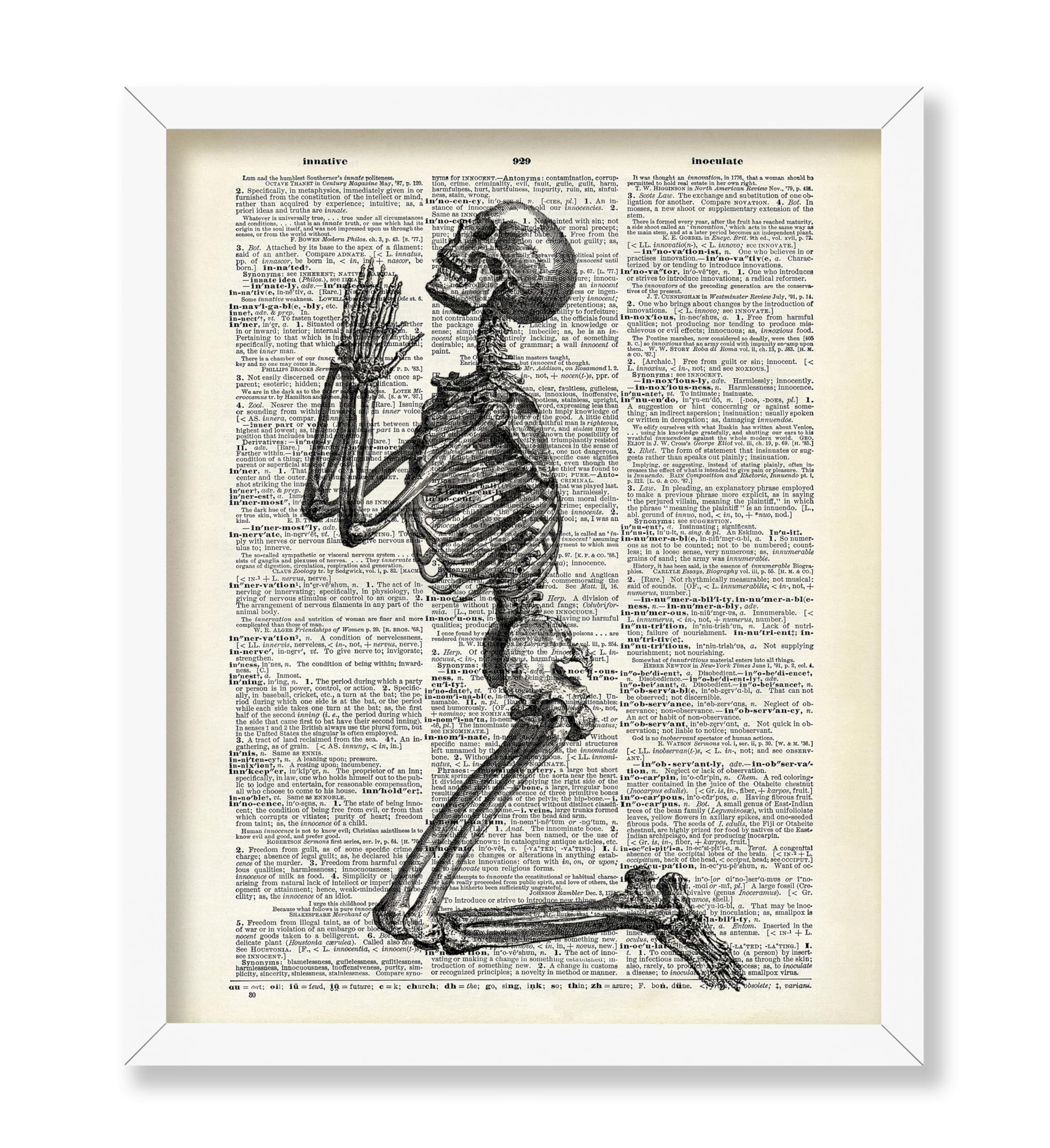 Poster Master Dictionary Art Poster - Retro Praying Skeleton Print ...
