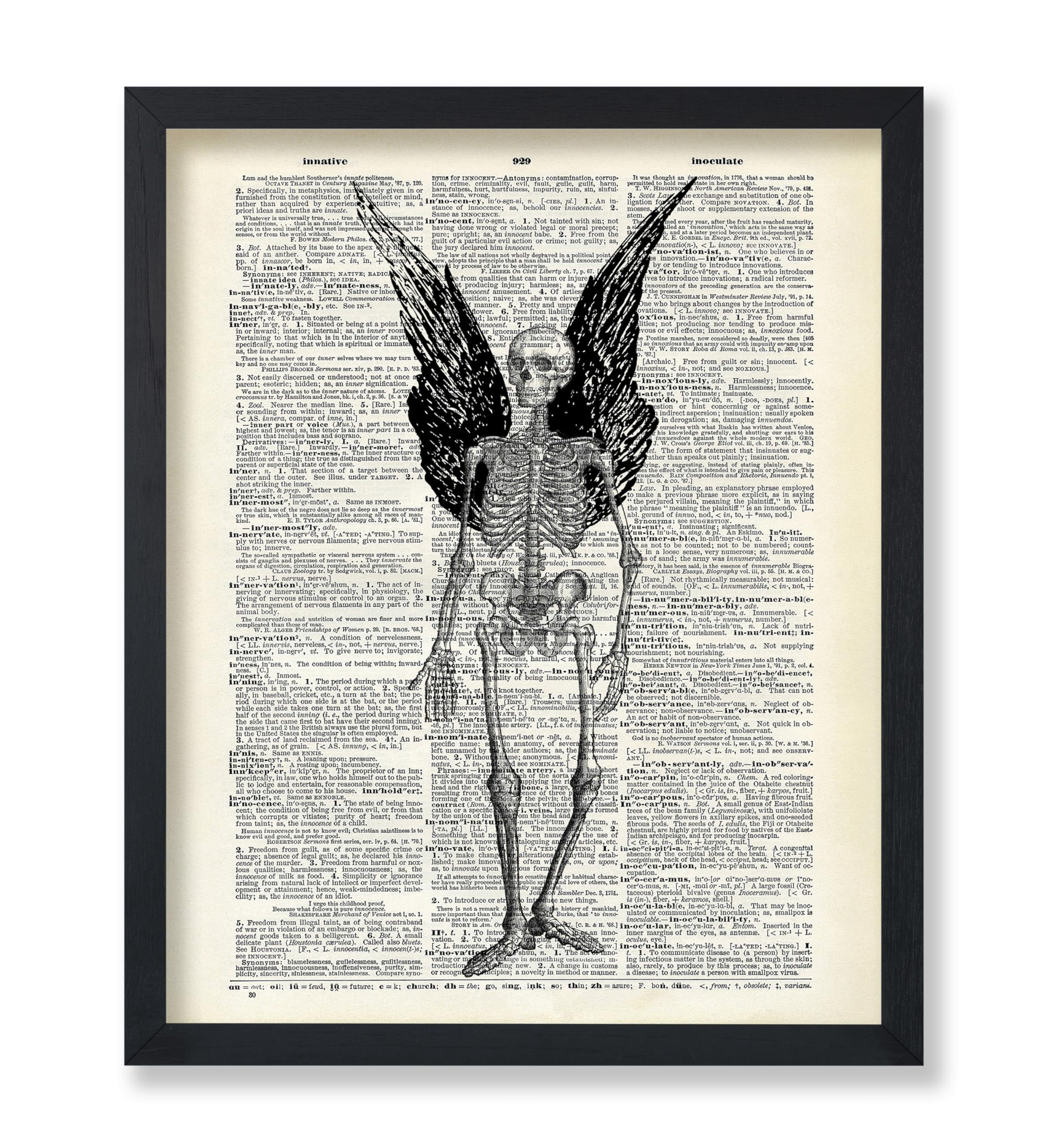 Poster Master Dictionary Art Poster - Retro Winged Skeleton Print ...