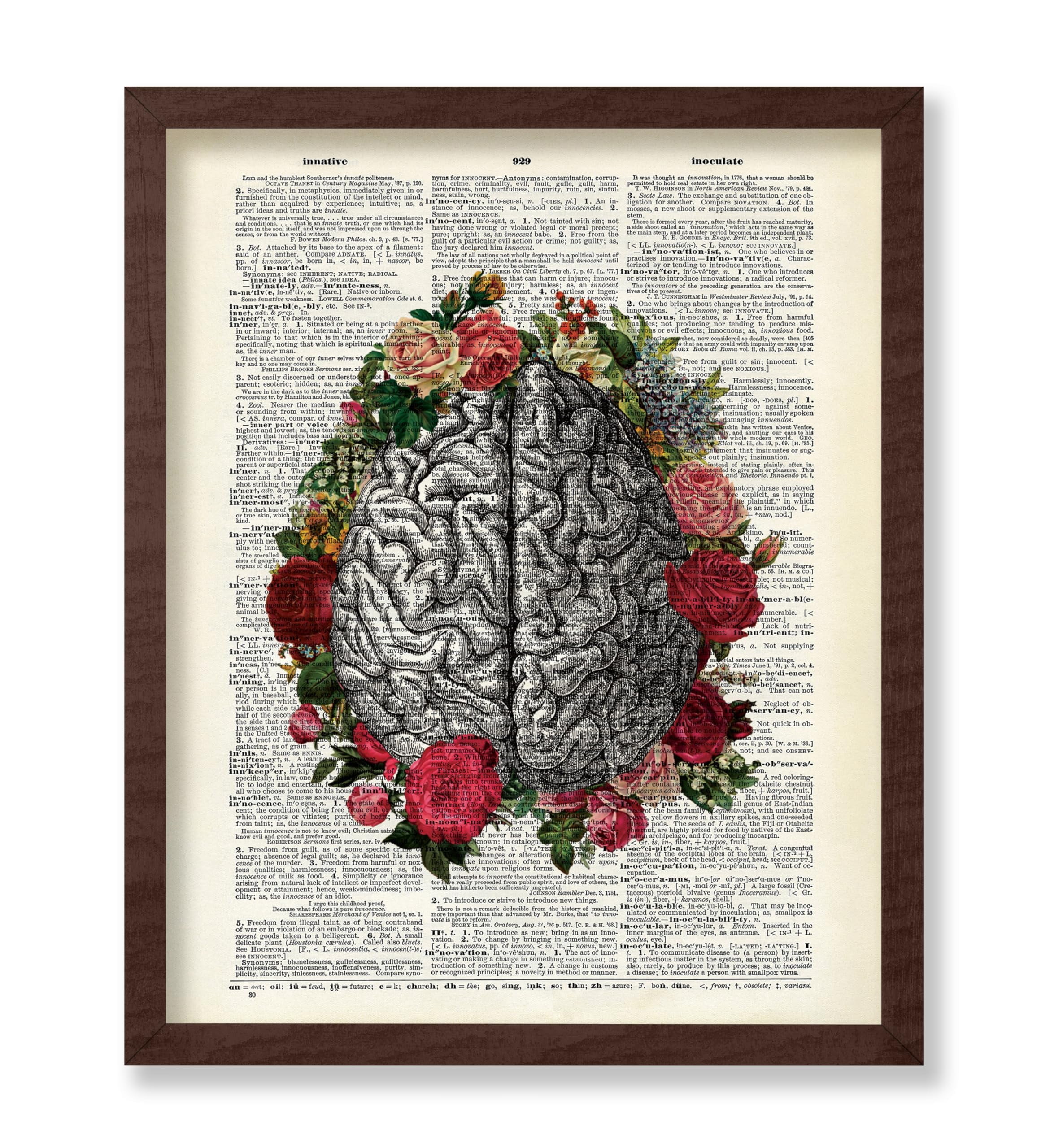 Poster Master Dictionary Art Poster - Roses and Brain Print ...