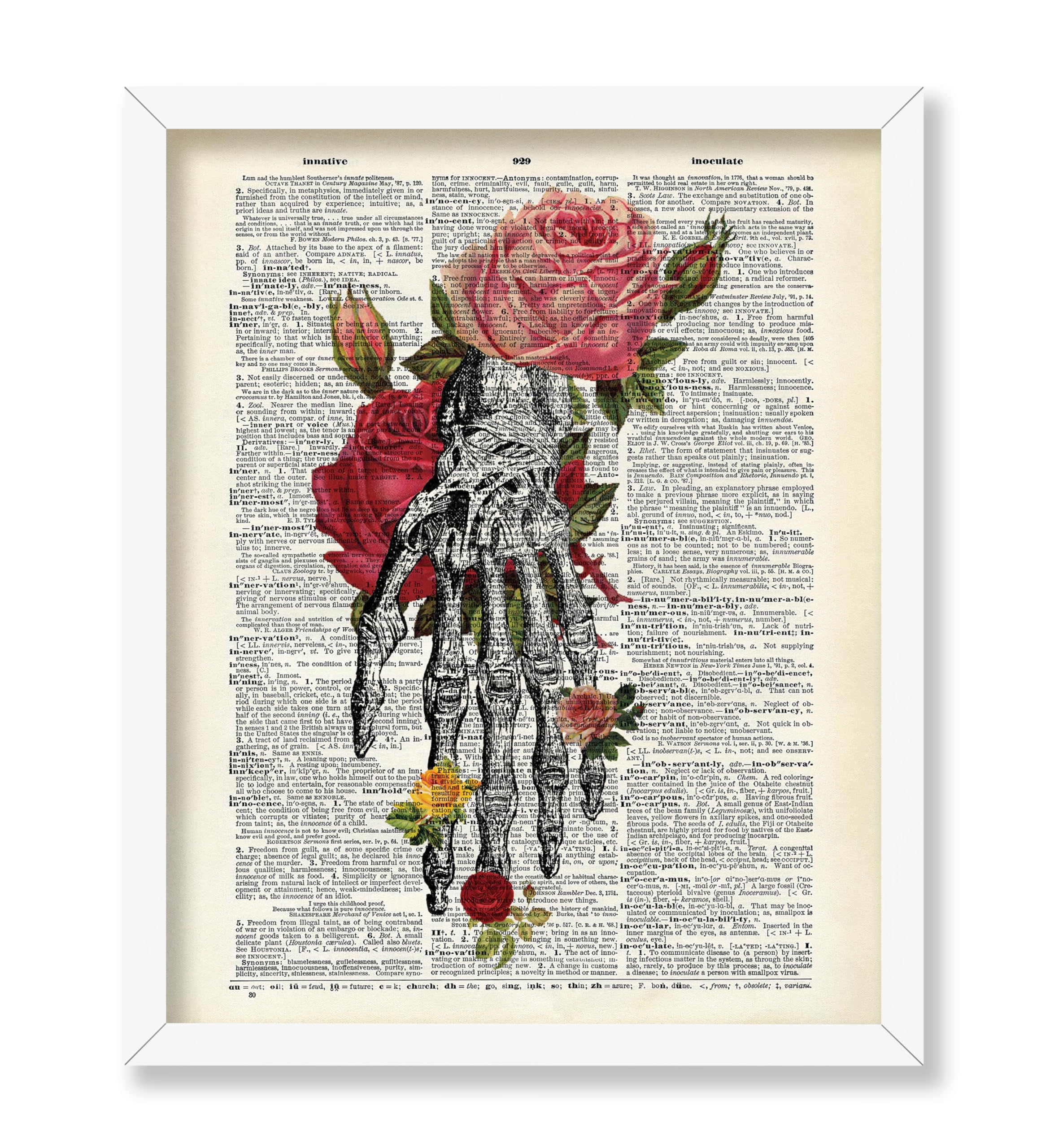 Poster Master Dictionary Art Poster - Roses and Skeleton Hand Print ...