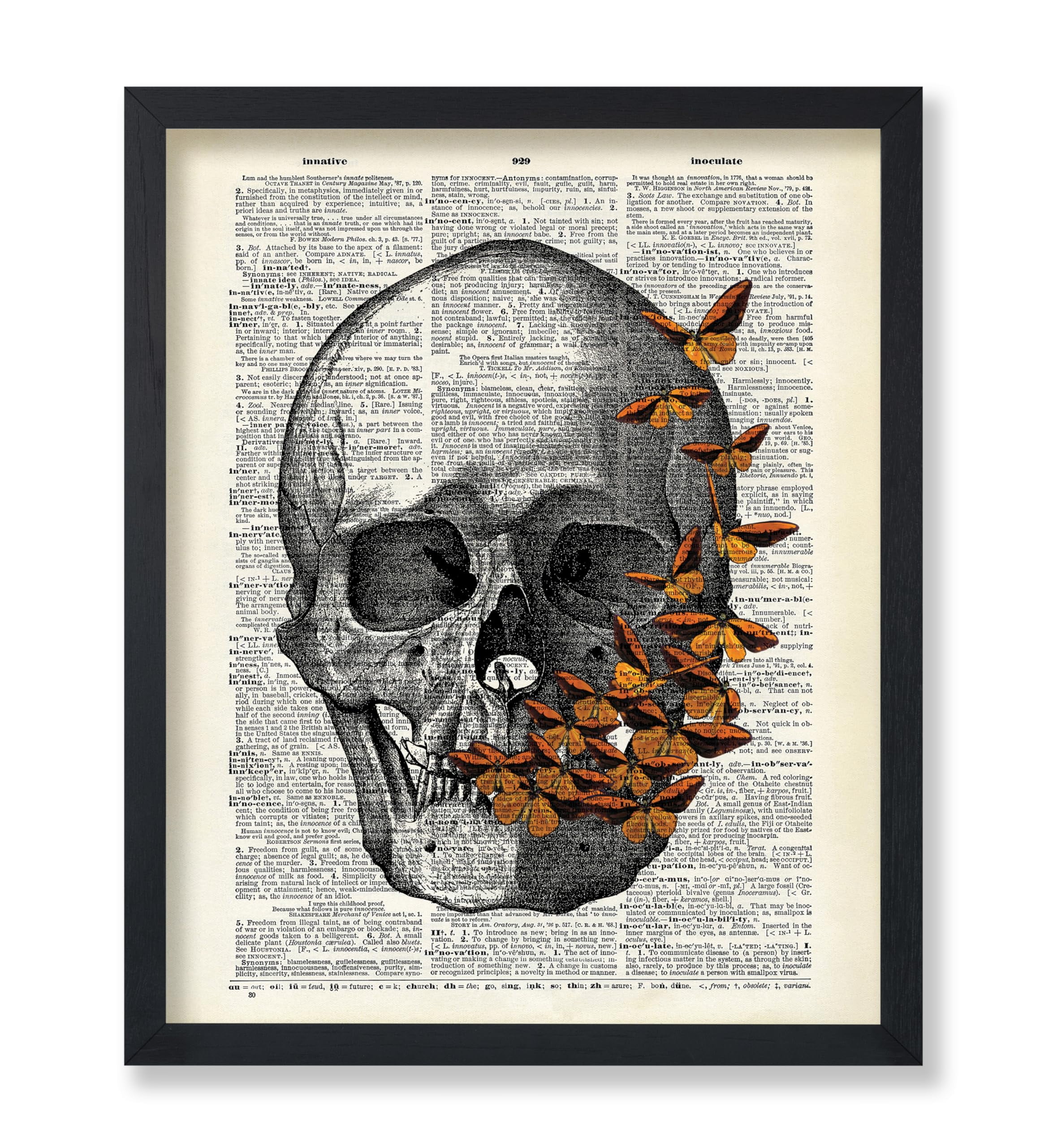 Poster Master Dictionary Art Poster - Skull and Butterflies Print ...