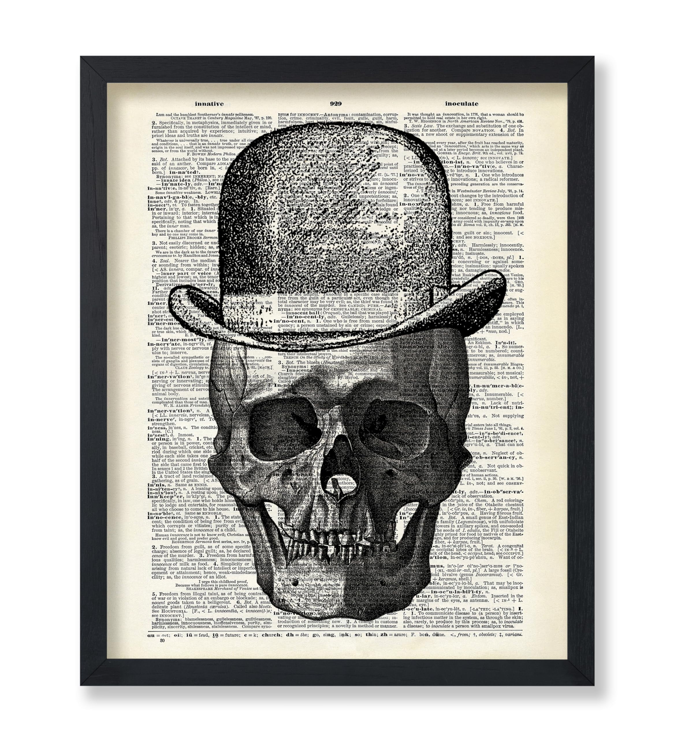Poster Master Dictionary Art Poster - Skull in Top Hat Print - Skeleton ...