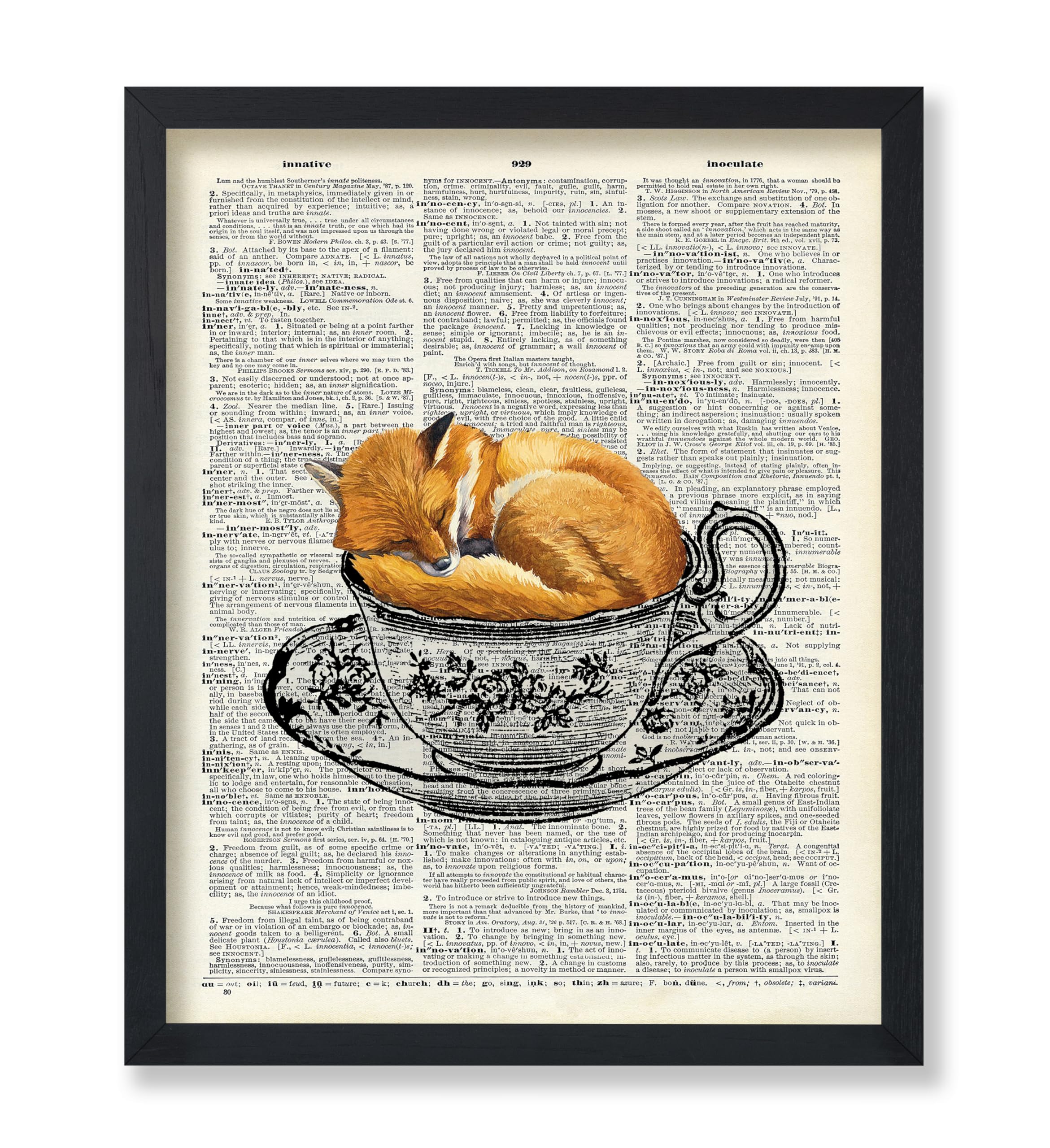 Poster Master Dictionary Art Poster - Sleeping Fox in Teacup Print ...